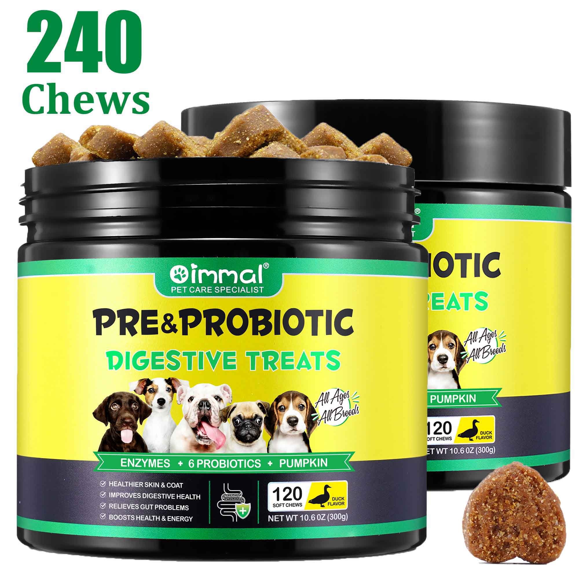Dog Probiotics, 240 Chews Prebiotic Dogs, Digestive Care, Immunity ...