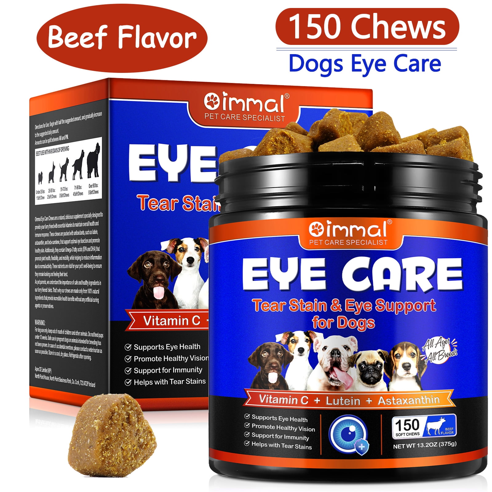 Oimmal Dog Supplements for Eye Health, Tear Stain Support with Cod ...