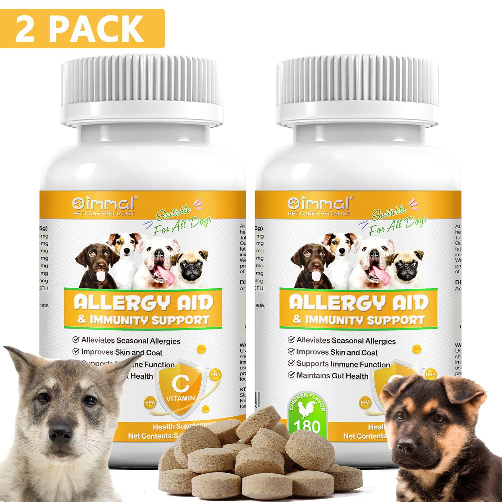 Oimmal Dogs Allergy Relief Chewable Tablets, Anti Seasonal & Food ...