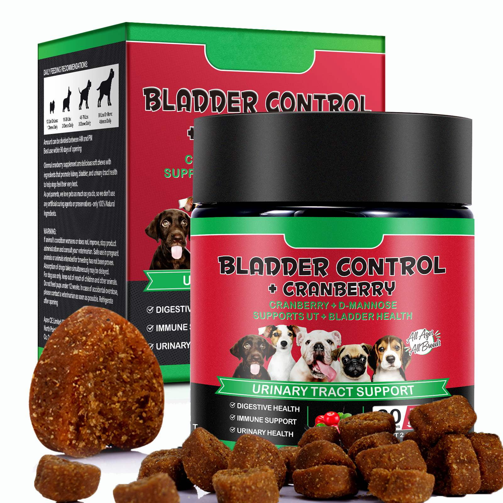 Oimmal Dogs Cranberry Urinary Tract Soft Chews, Kidney & Bladder Health ...