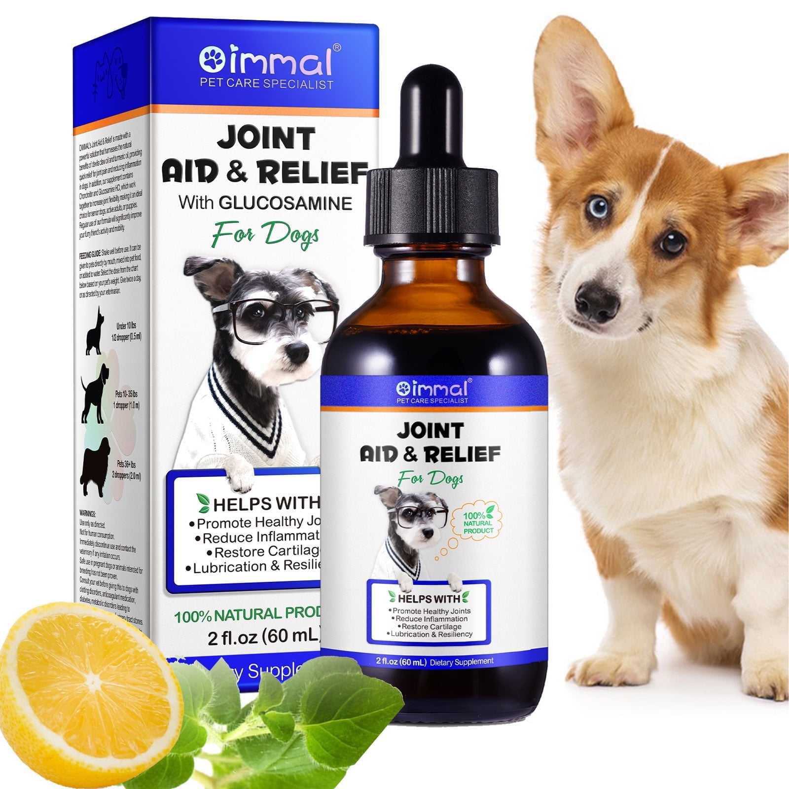 Oimmal Dogs Joint Aid Drops, Chondroitin & Glucosamine Supplement, for ...