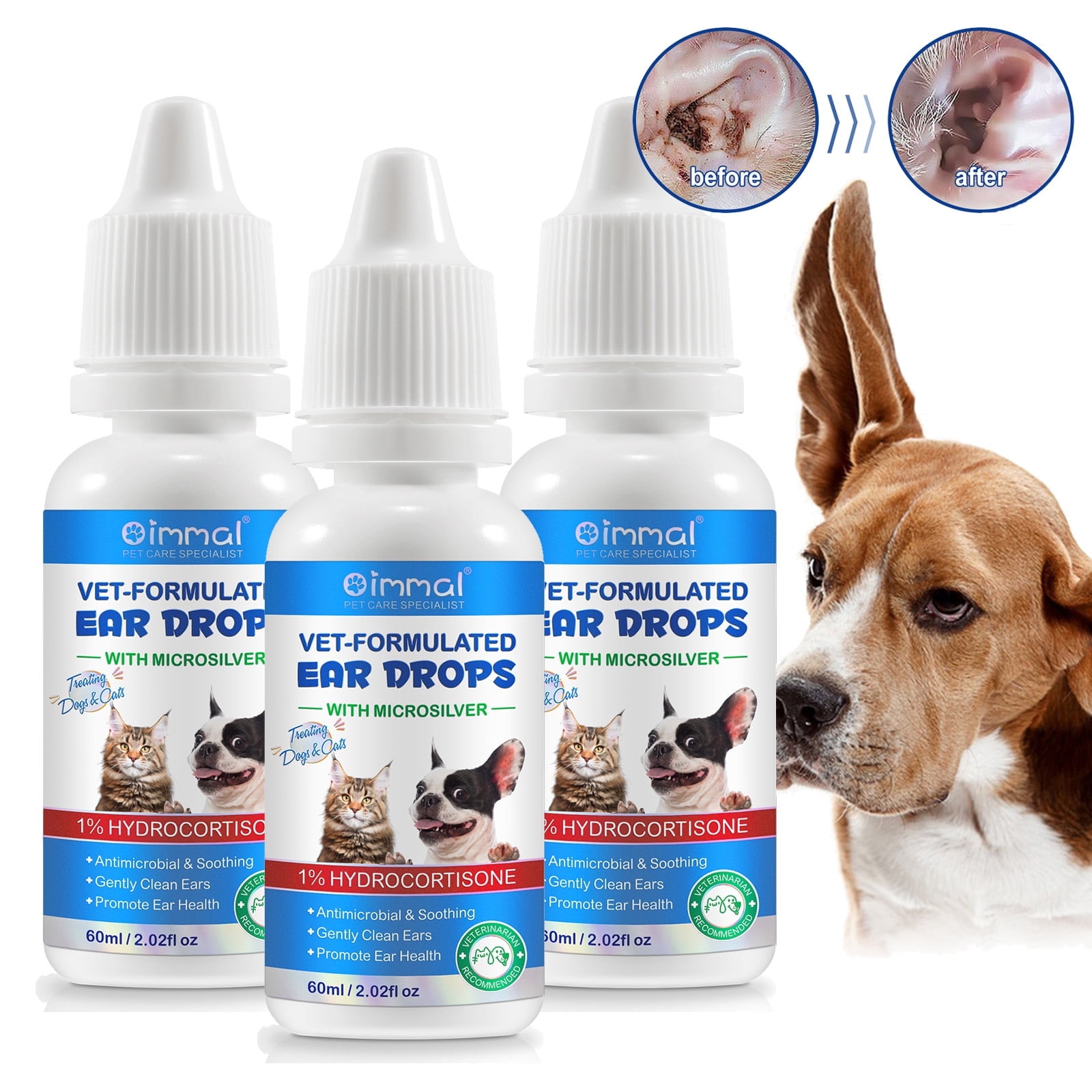 Oimmal Ear Drops for Dogs with Ear Infection, Ear Cleaner Drops for ...