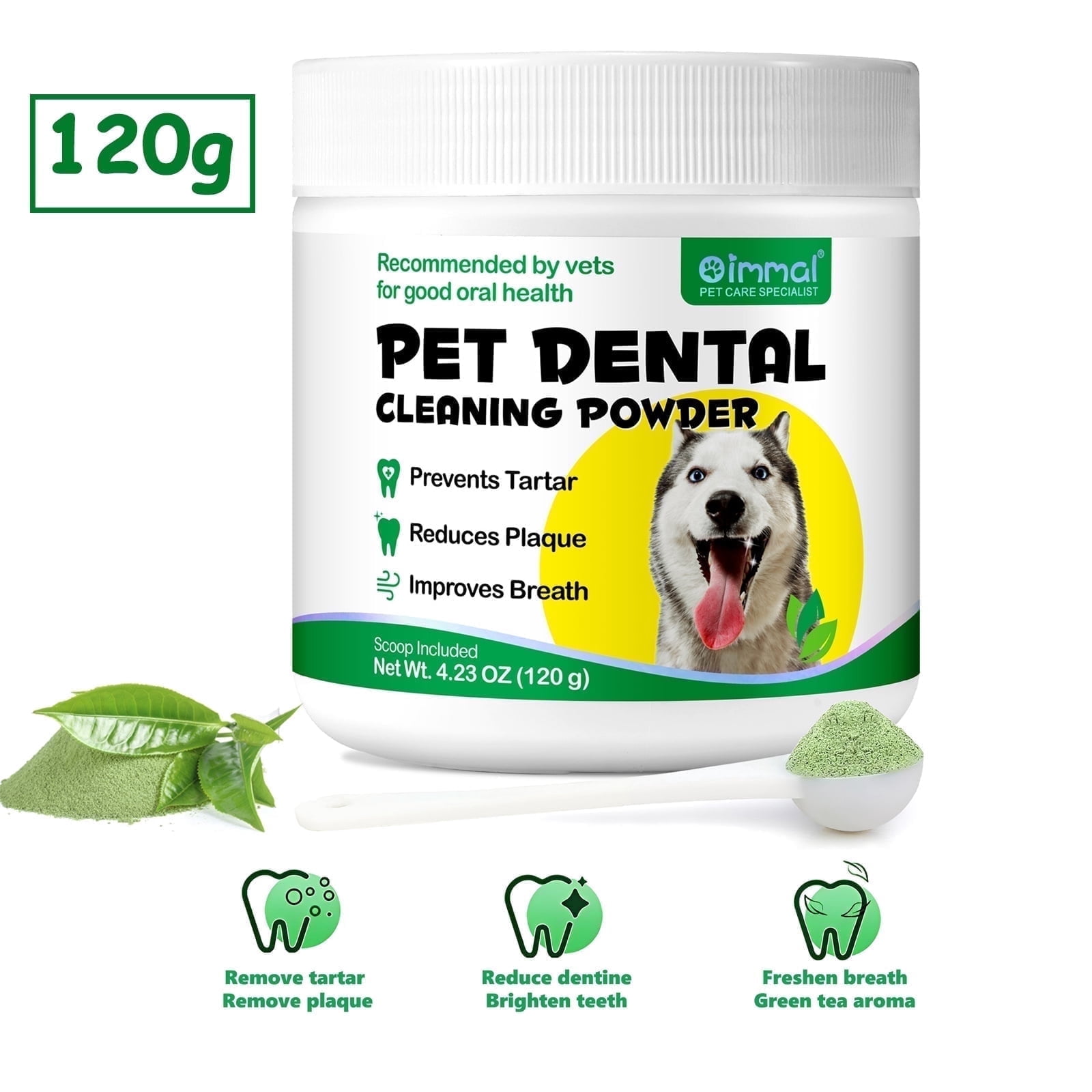 Oimmal Green Powder for Cleaning Dog Teeth, 120g Dog Teeth Cleaning ...
