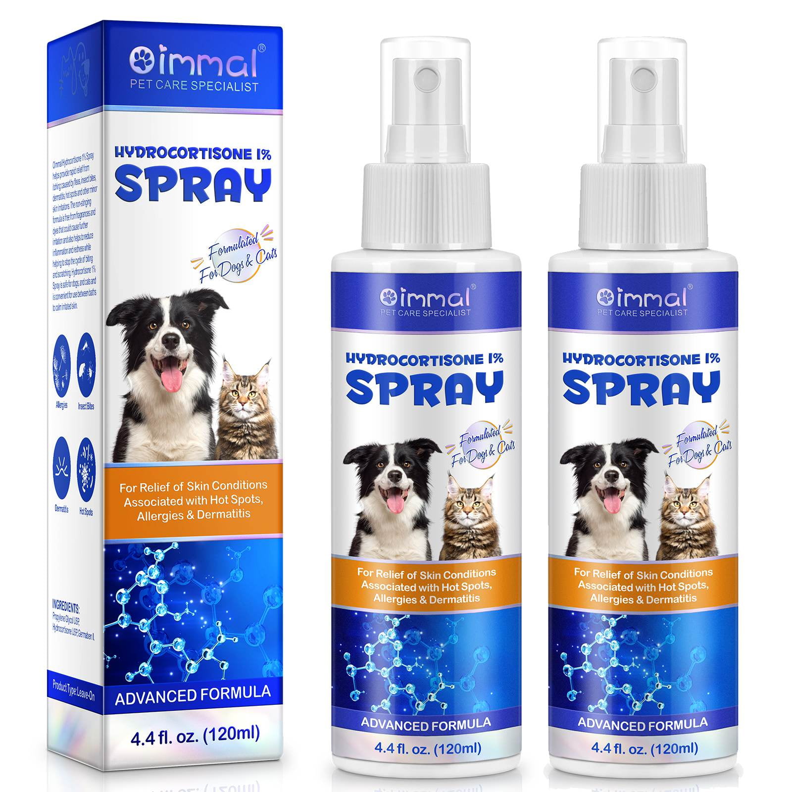 Oimmal Hydrocortisone 1% Spray for Cats and Dogs, Helps Pet Relieve ...