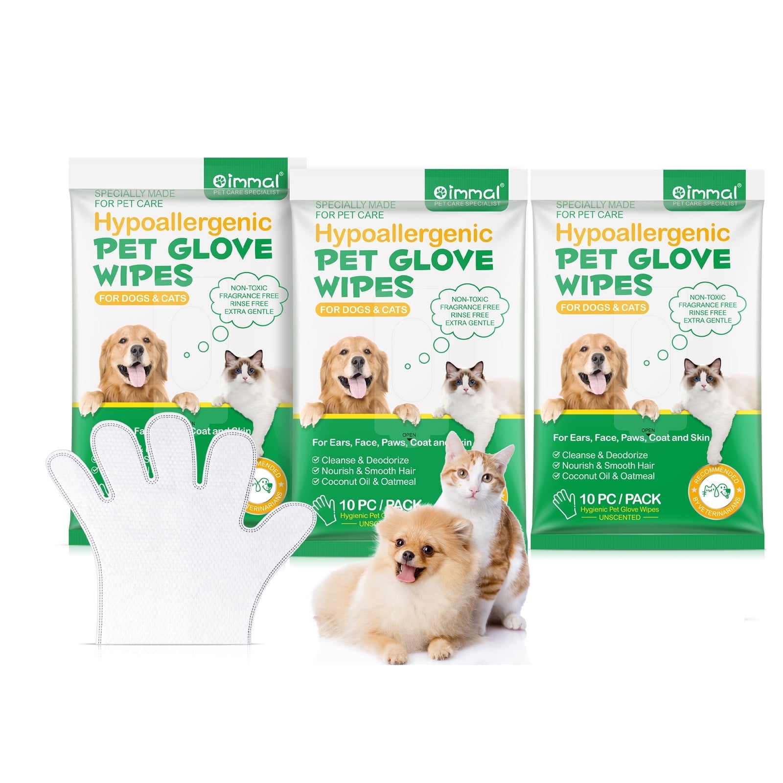 Oimmal Hypoallergenic Pet Glove Wipes,Cleaning & Deodorizing Pet ...