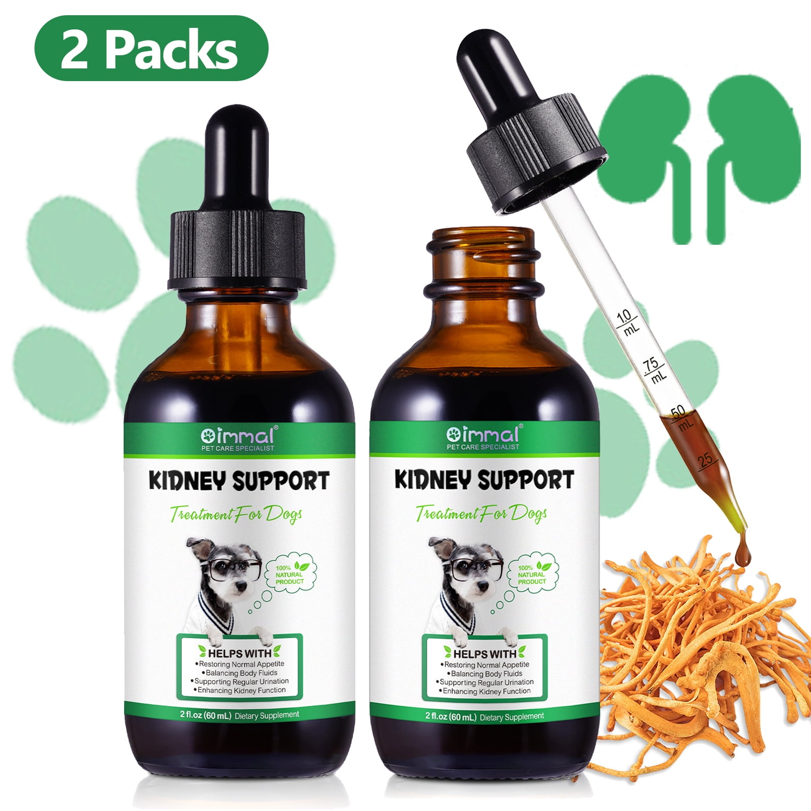 Oimmal Kidney Support Drops for Dogs - Supports Healthy Kidney Function ...