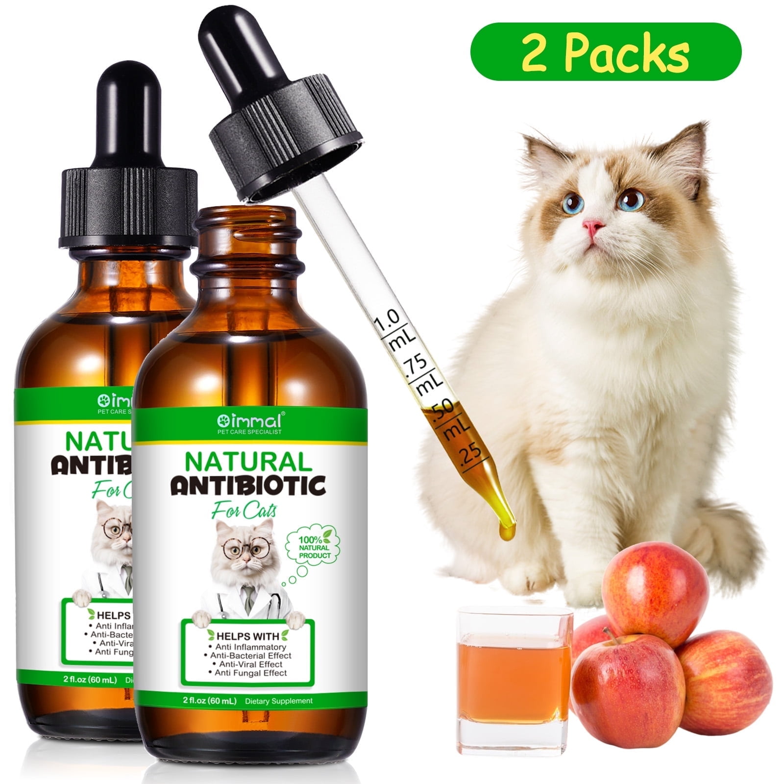 Oimmal Natural Antibiotics for Cats, Liquid Supplement, Anti ...