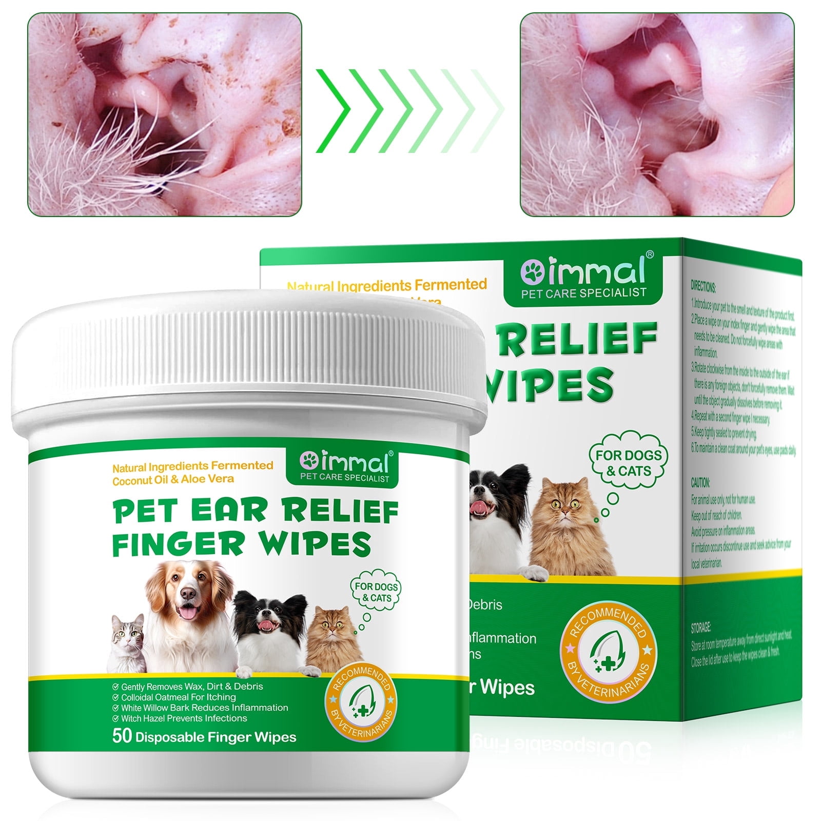 Oimmal Pet Ear Cleaning Finger Coats, Gentle Removal of Wax, Dirt and ...