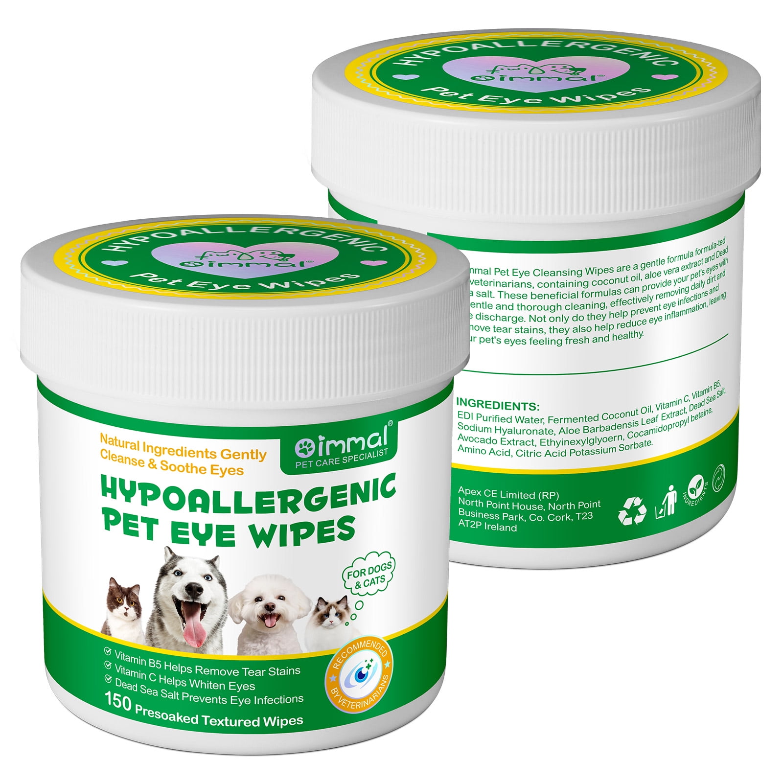 Oimmal Pet Tear Stain Cleansing Wipes, 2 Pack, Helps Remove Tear Stain ...