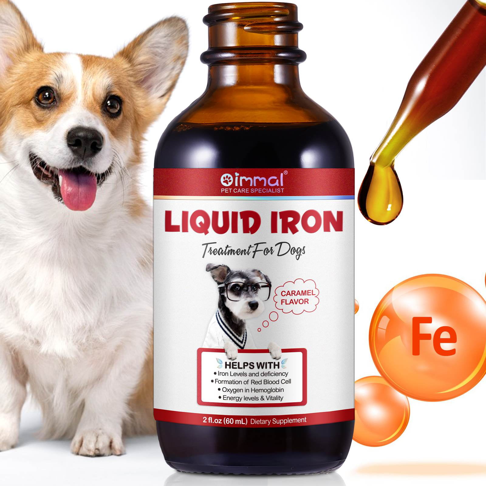 Oimmal Polysaccharide Iron Supplement, Liquid Iron for Dogs, Caramel ...