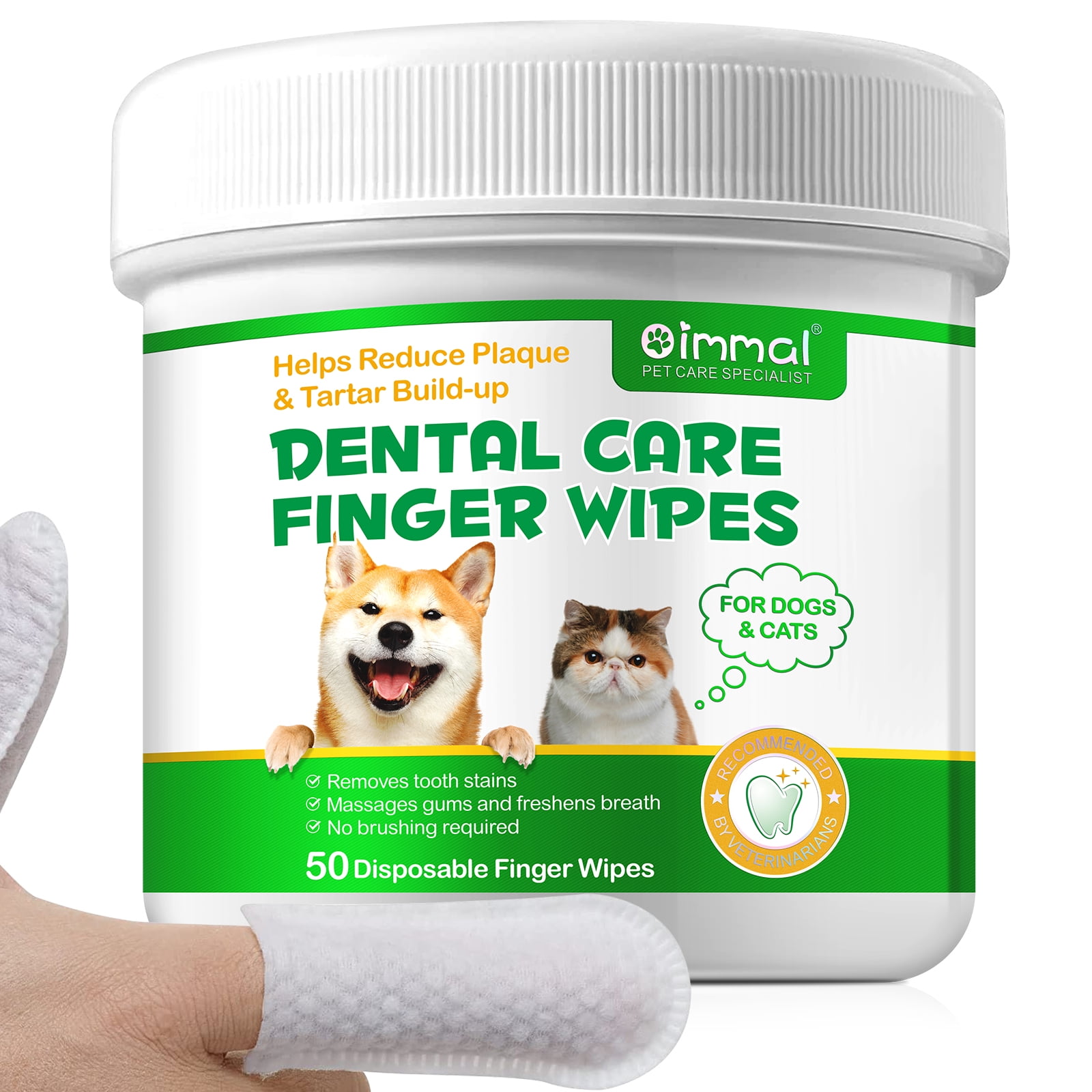 Oimmal Teeth Cleaning Wipes for Dogs & Cats, Dog Dental Care Wipes ...