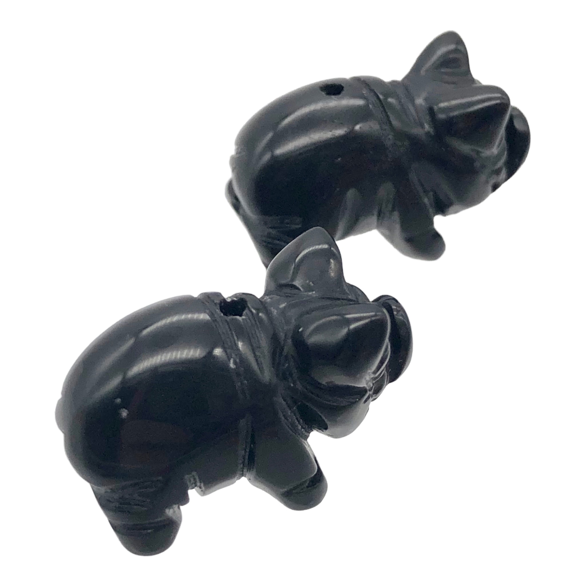 Oink 2 Carved Obsidian Pig Animal Beads | 21x13x9.5mm | Black | 2 Beads ...