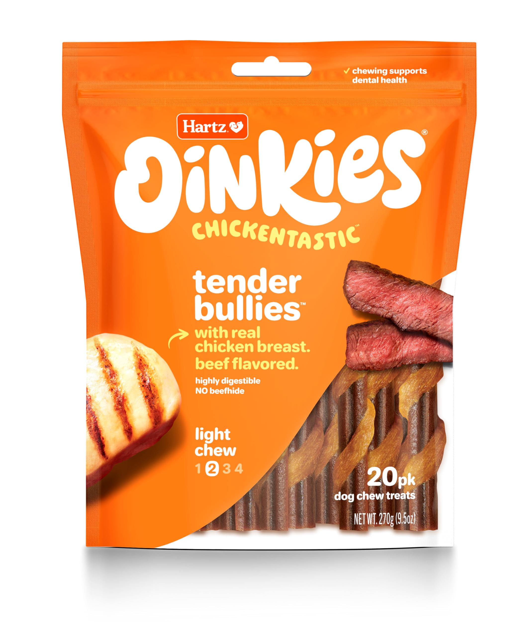 Oinkies Chickentastic Tender Bullies STF9 Dog Treats with Real Chicken ...
