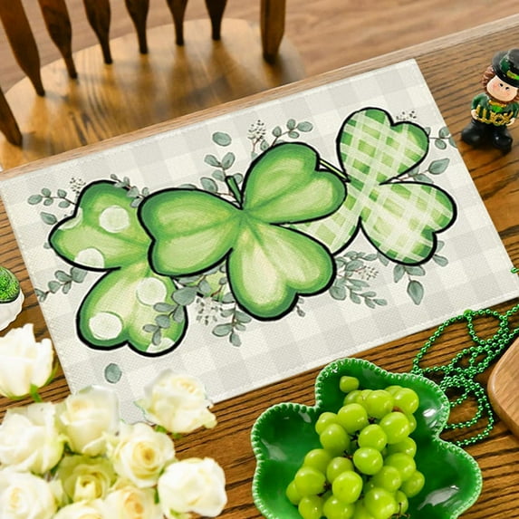 Oioii 11.81x17.71in Four Leaf Clover Shamrocks St. Patrick's Day ...