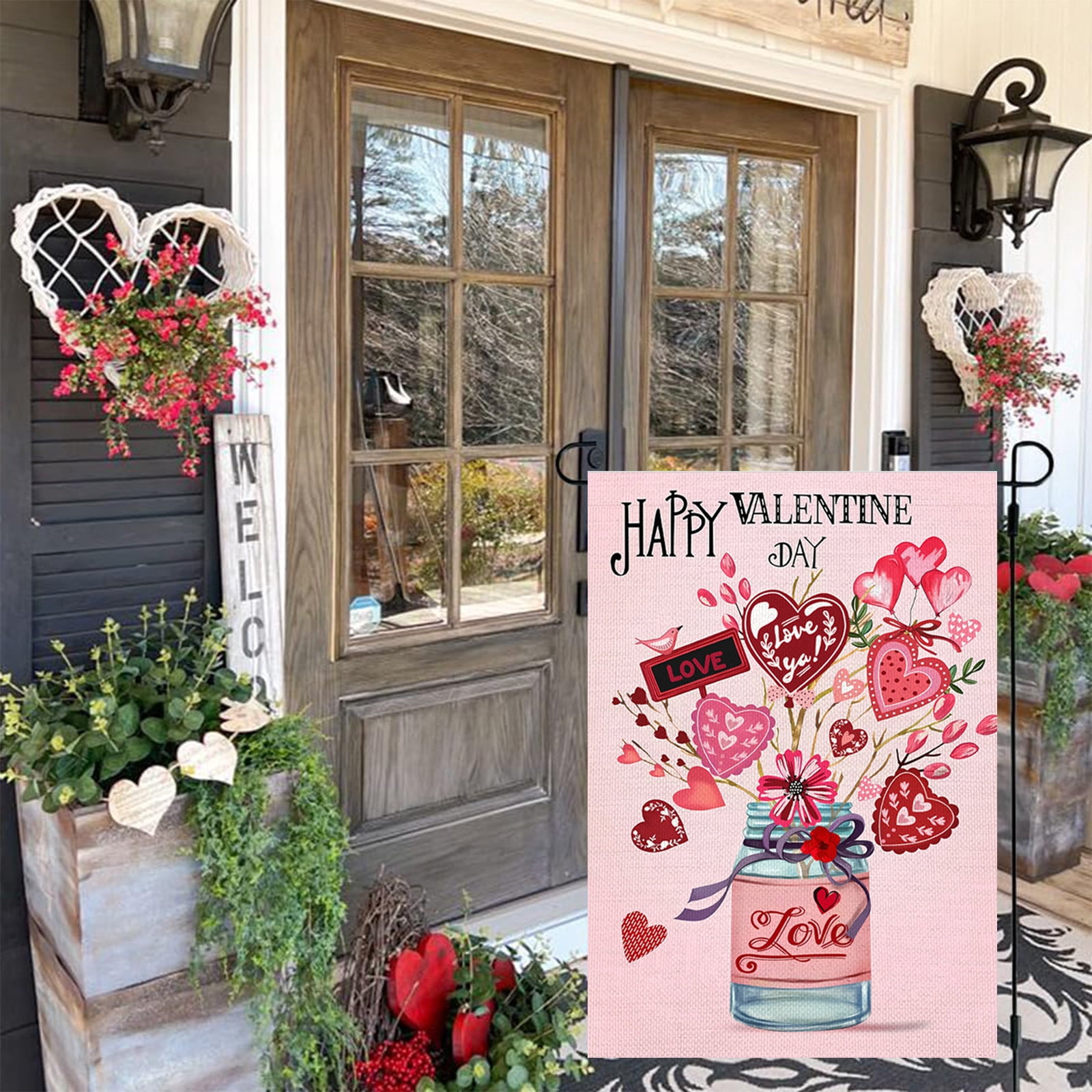 Oioii 11.8x17.7in Happy Valentine Garden Flag Double Sided, Valentines ...