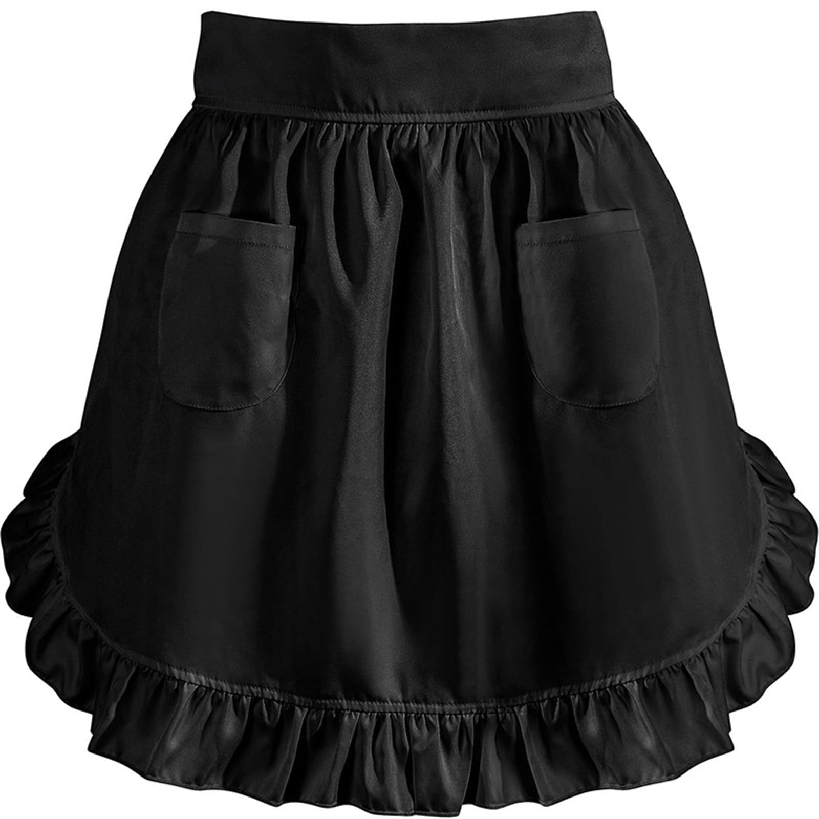 Oioii 25.98x16.77in White Waist Apron for Women Half Retro Maid Aprons ...