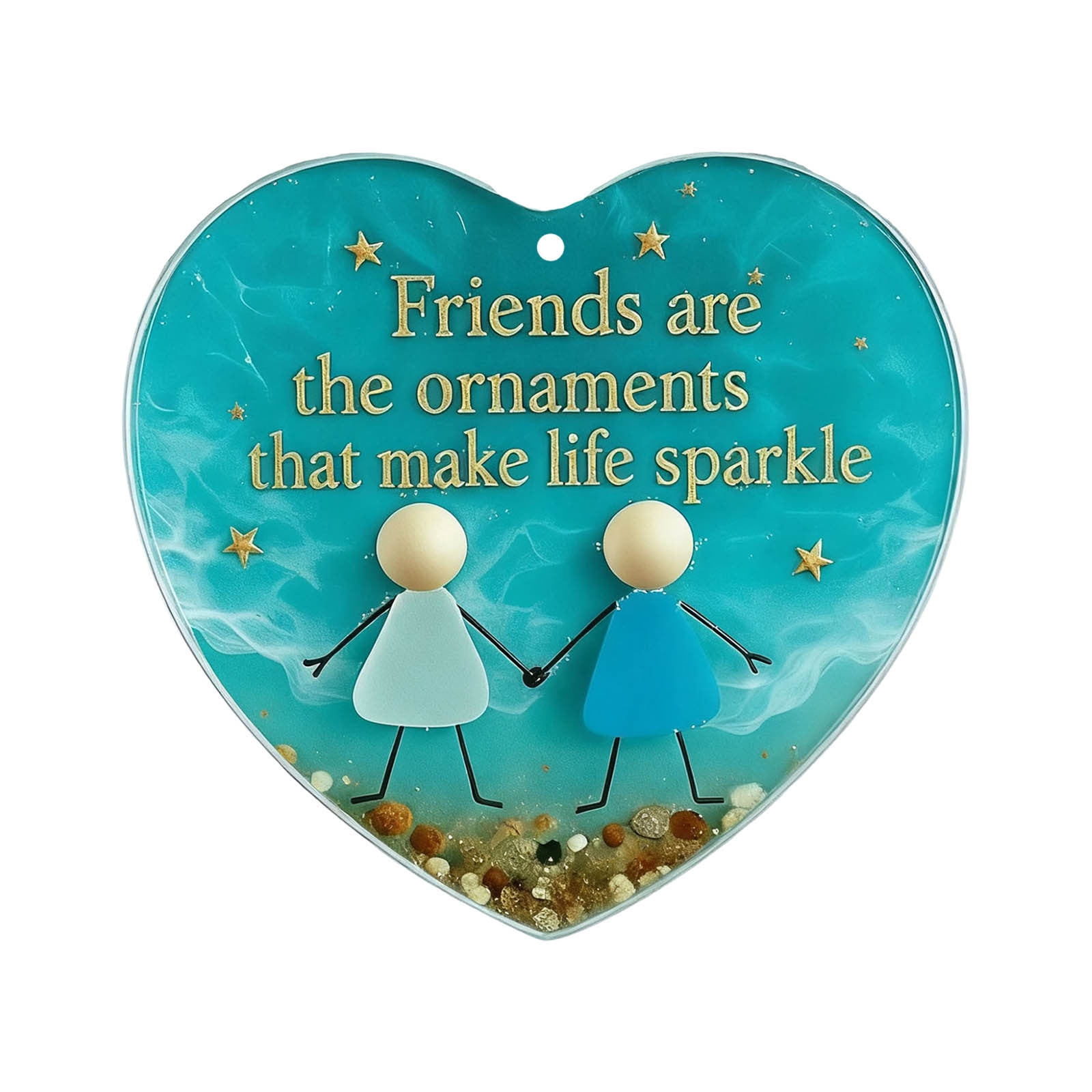 Oioii 3.15in Heart-Shaped Sea Glass Friendship Decor,Timeless ...