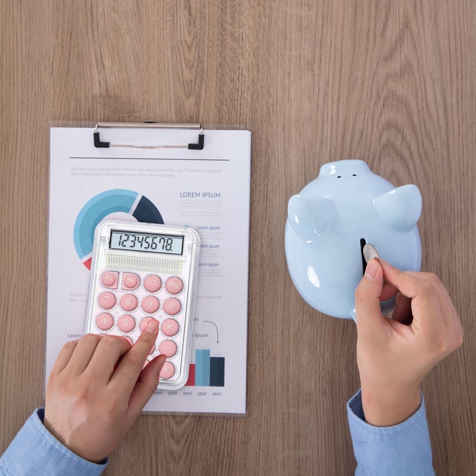 Oioii 3.34x2.12x0.31in Cute Transparent Calculator Students 8 Digit ...