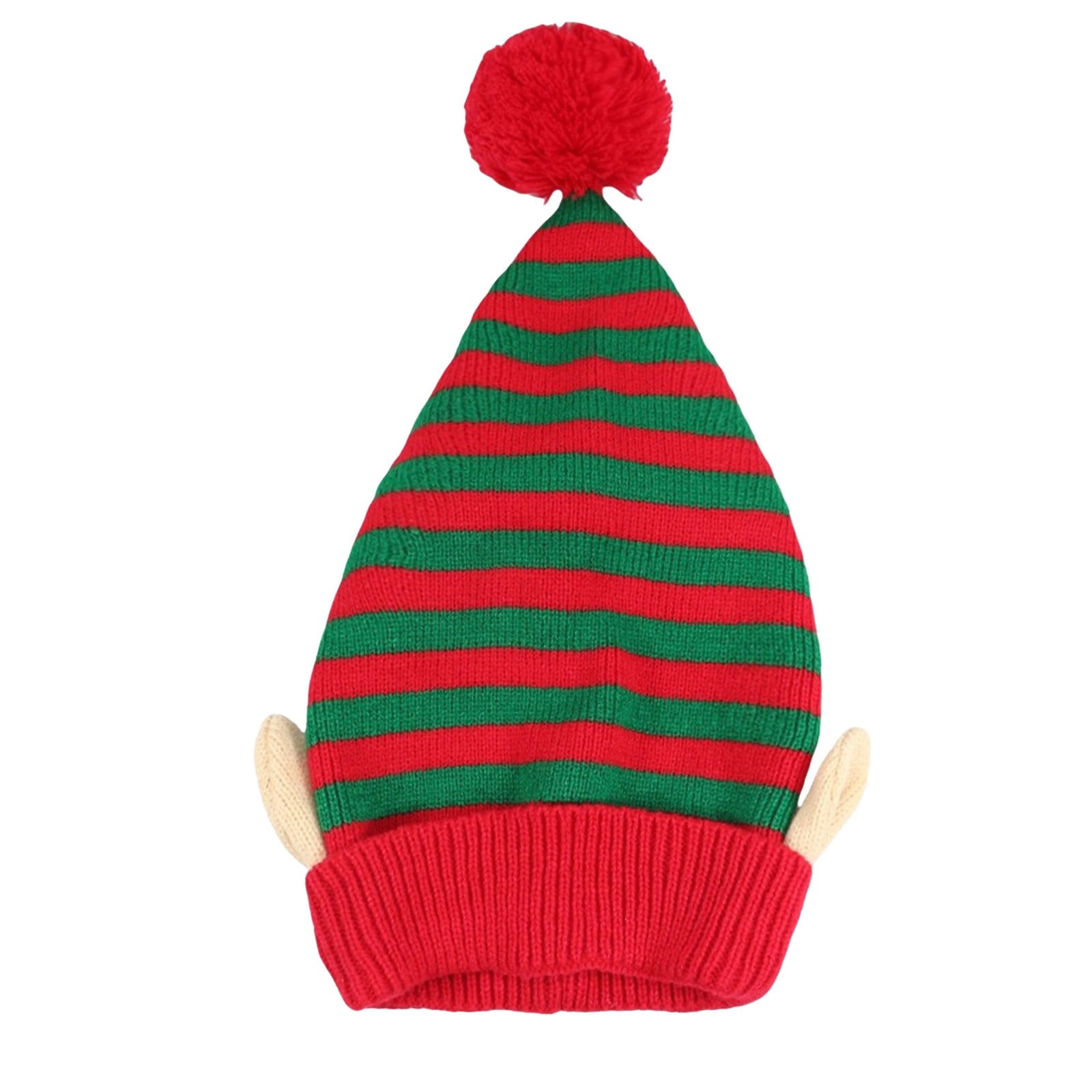 Oioii Christmas Elf Knitted Hat for Adults Xmas Beanie Knit Hat Cute ...