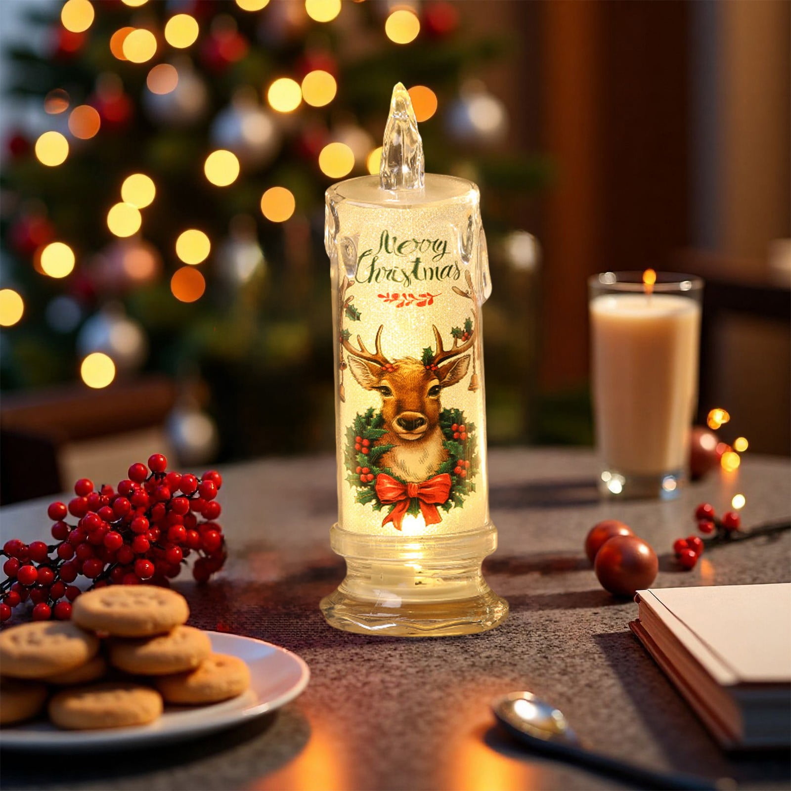 Oioii Christmas Flameless Candles Christmas LED Candles Battery ...
