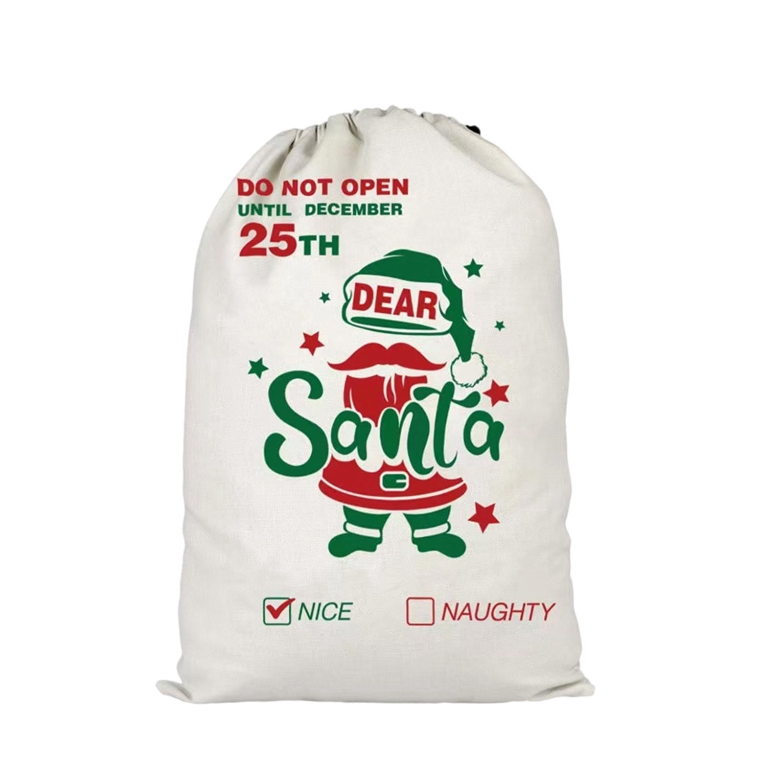 Oioii Christmas Santa Sack, Large Canvas Gift Bag with Drawstring ...
