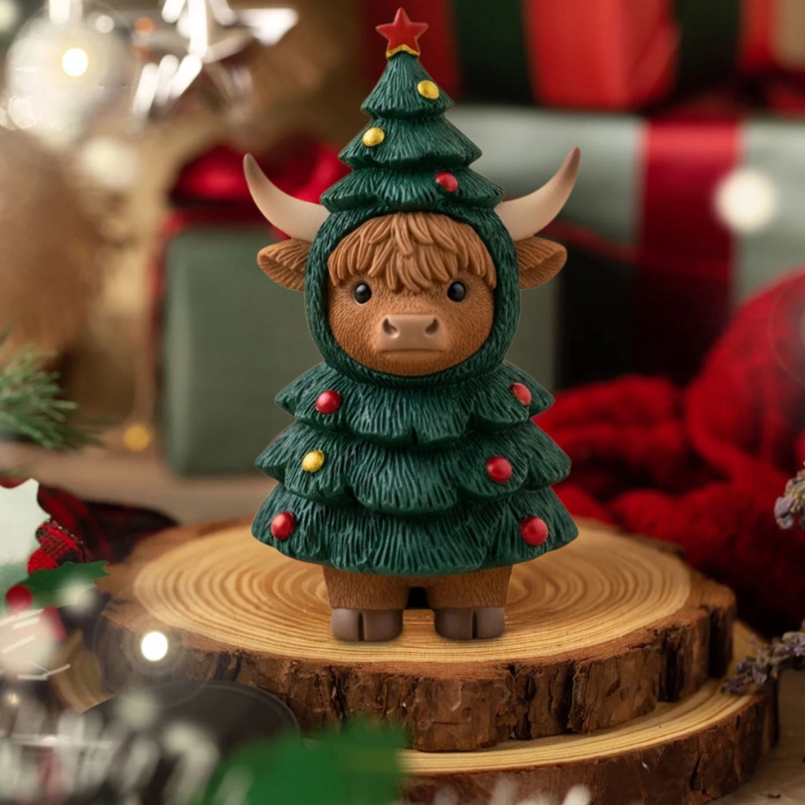 Oioii Cute Animal Christmas Tree Statues Living Room, Christmas Mantel ...