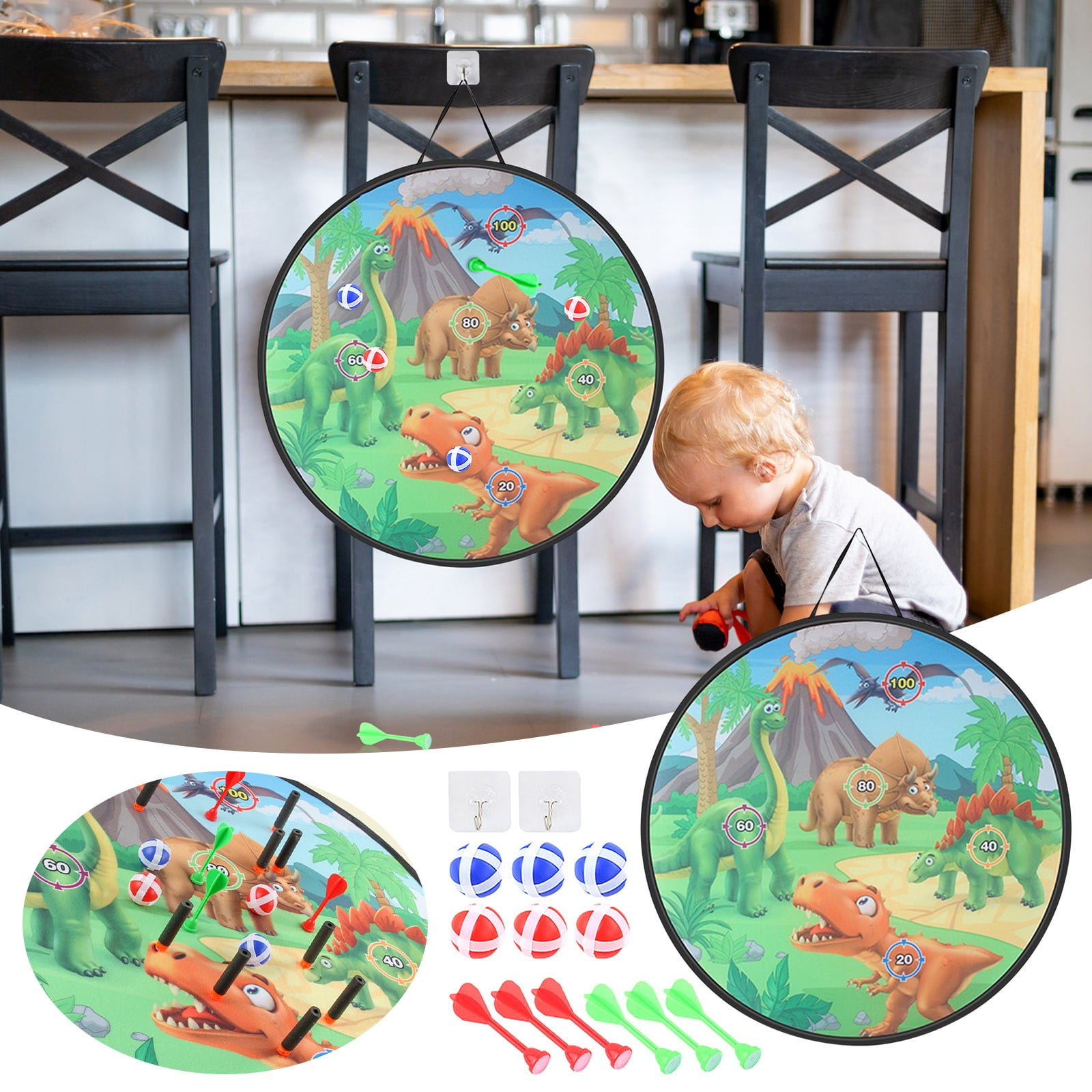 Oioii Dart Board with Balls for Kids 3-5： Large Board Games Toys for ...