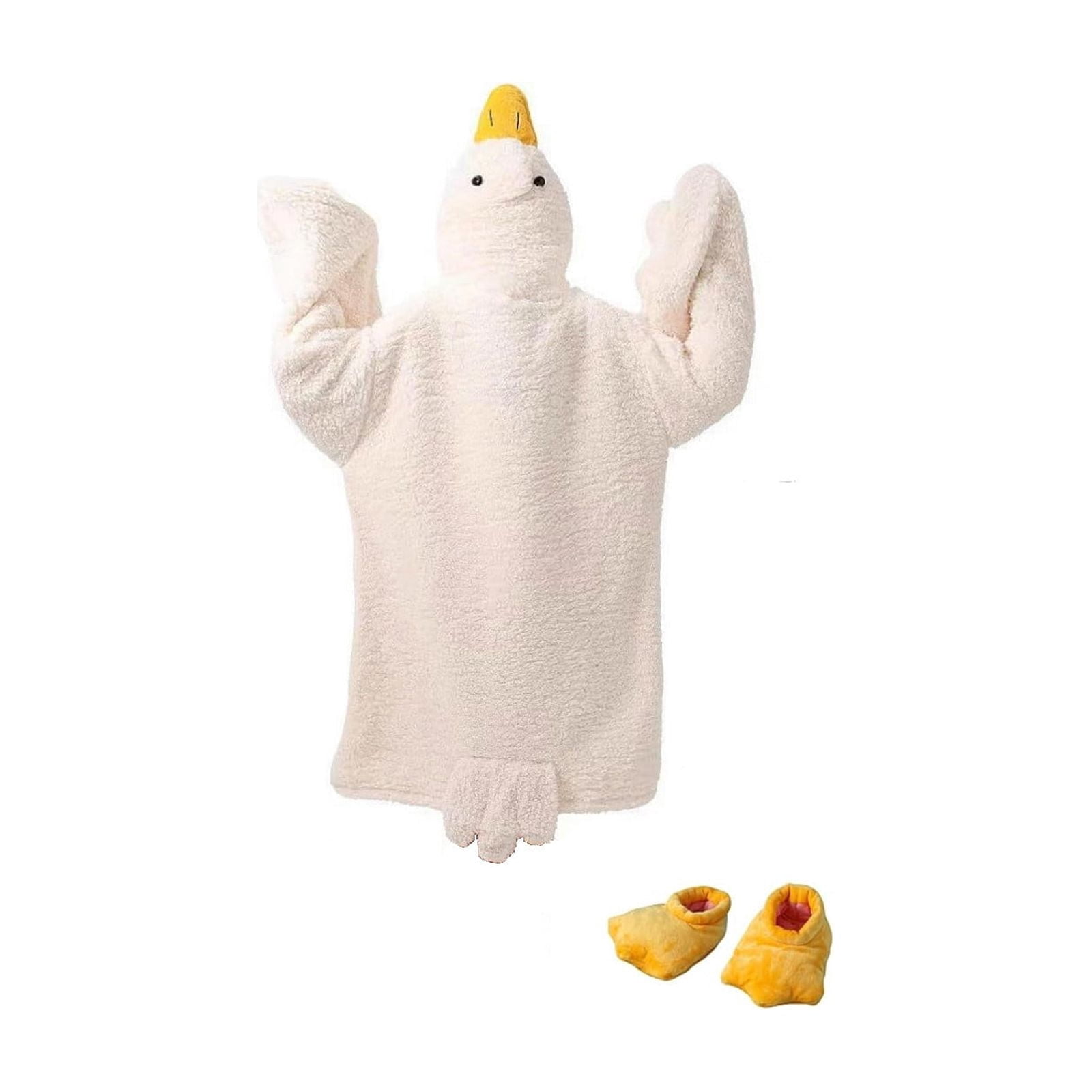 Oioii Goose Blanket Hoodie Onesie, Fleece Oversized Wearable Blanket ...