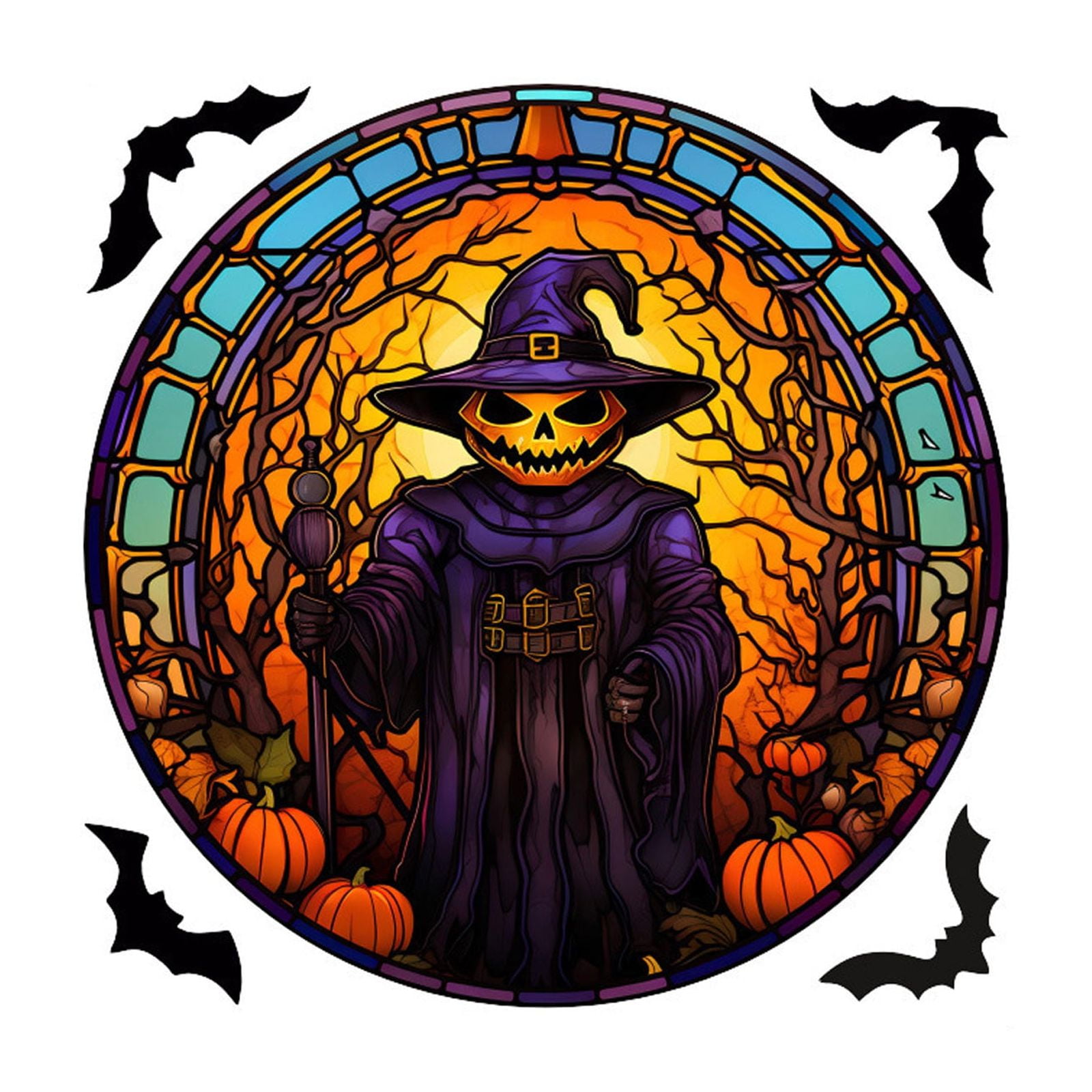 Oioii Halloween Window Stickers - Pumpkin Witch Skeleton Window Clings ...