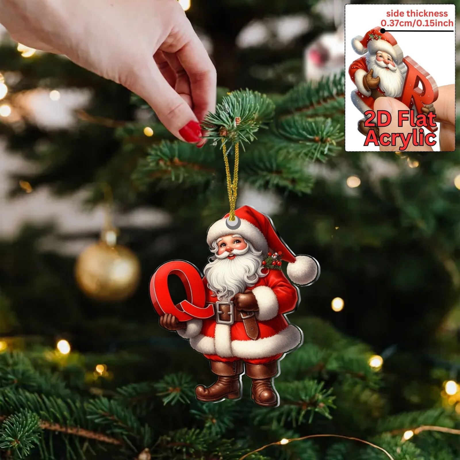 Oioii Santa Claus Letter Ornaments 26 Letter Cartoon Pendant, Acrylic ...