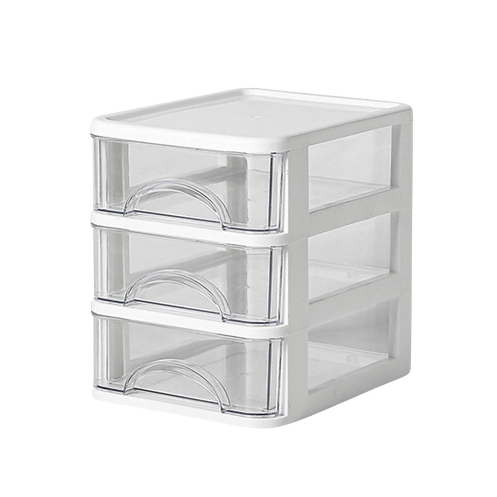 Oioii Transparent Desktop Storage Box with Small Drawer, Plastic Mini ...