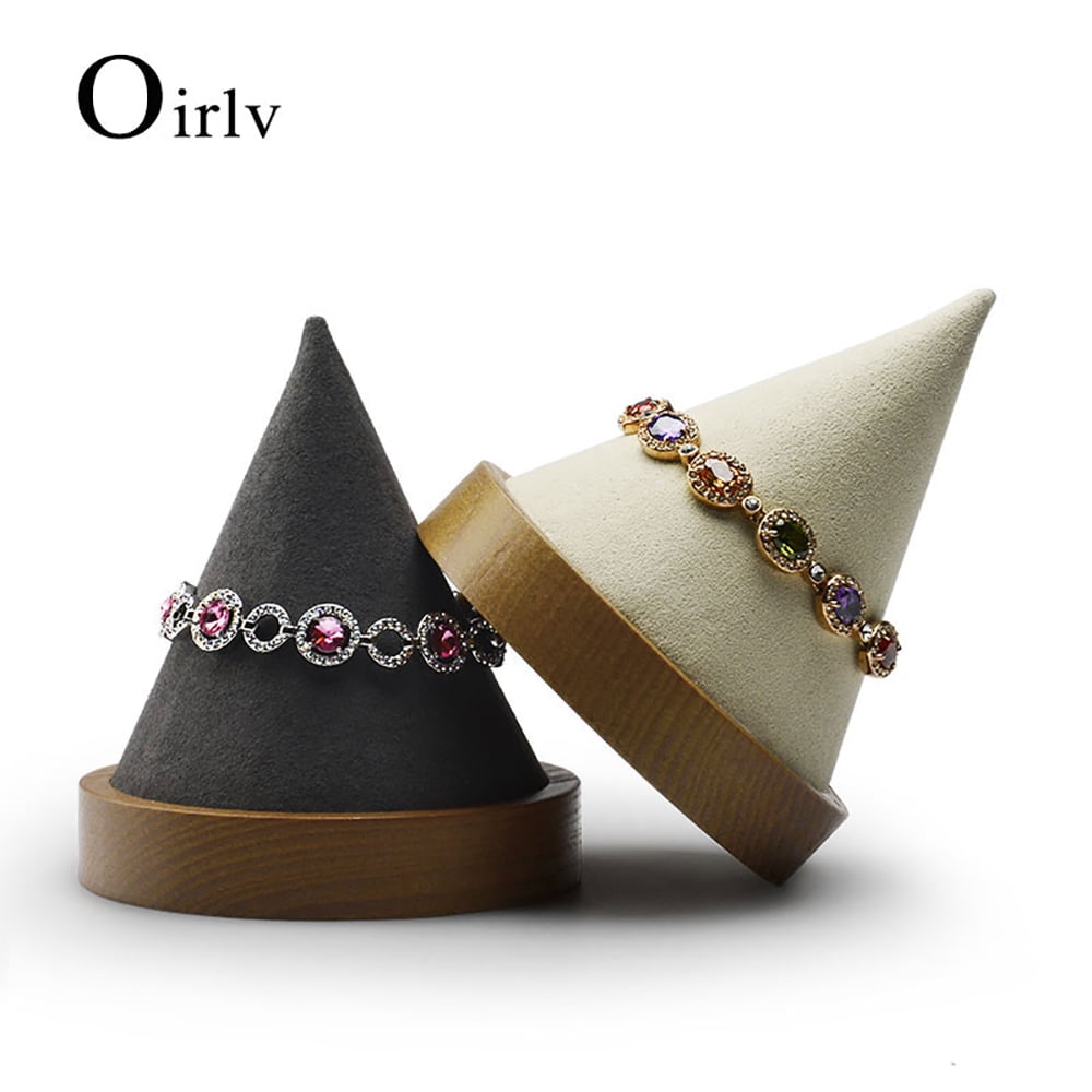 Oirlv Bangle Holder Jewelry Display Stand Cone Shape Solid Wood Creamy ...
