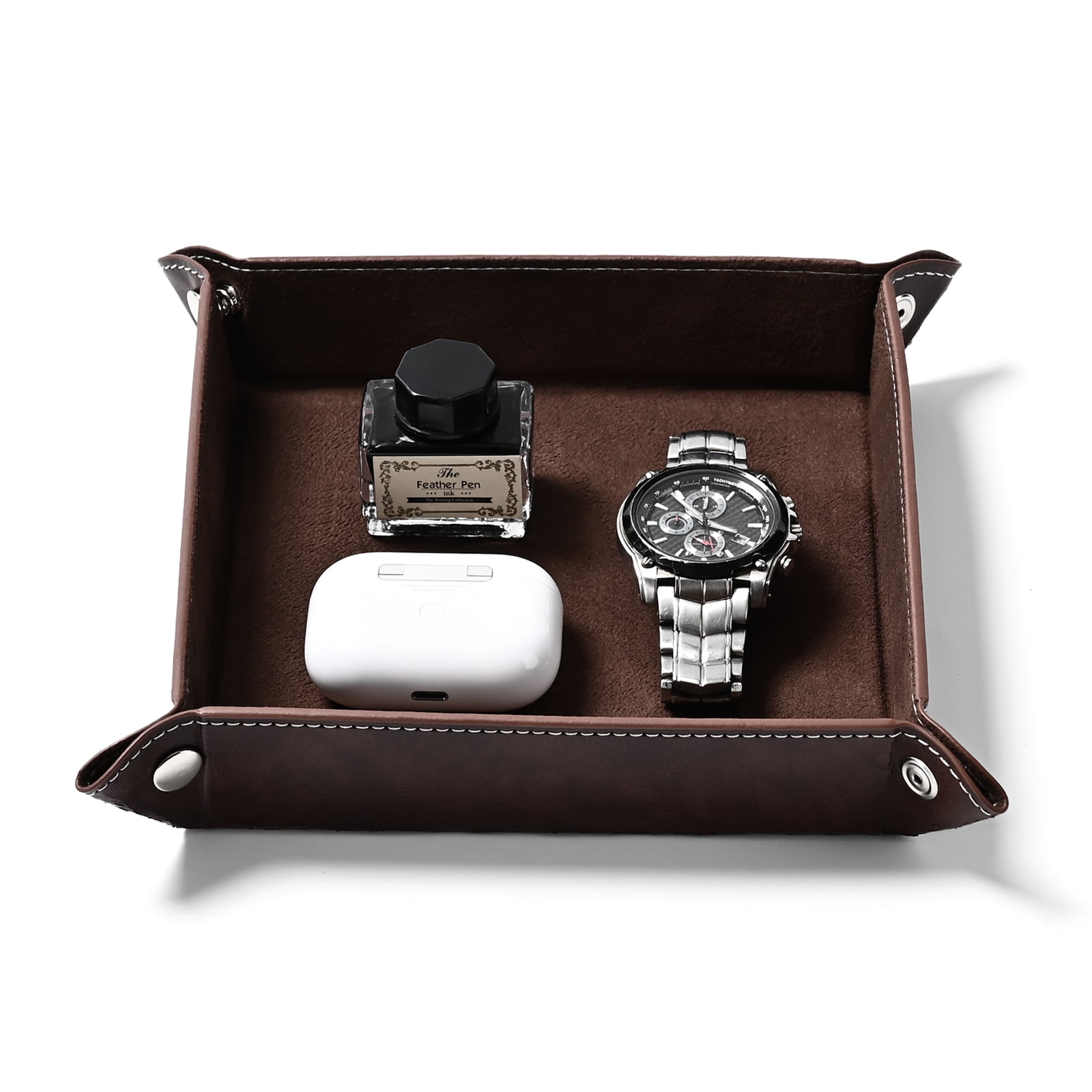 Oirlv Premium Leather Valet Tray, Men's Organizer, Desk Storage for ...