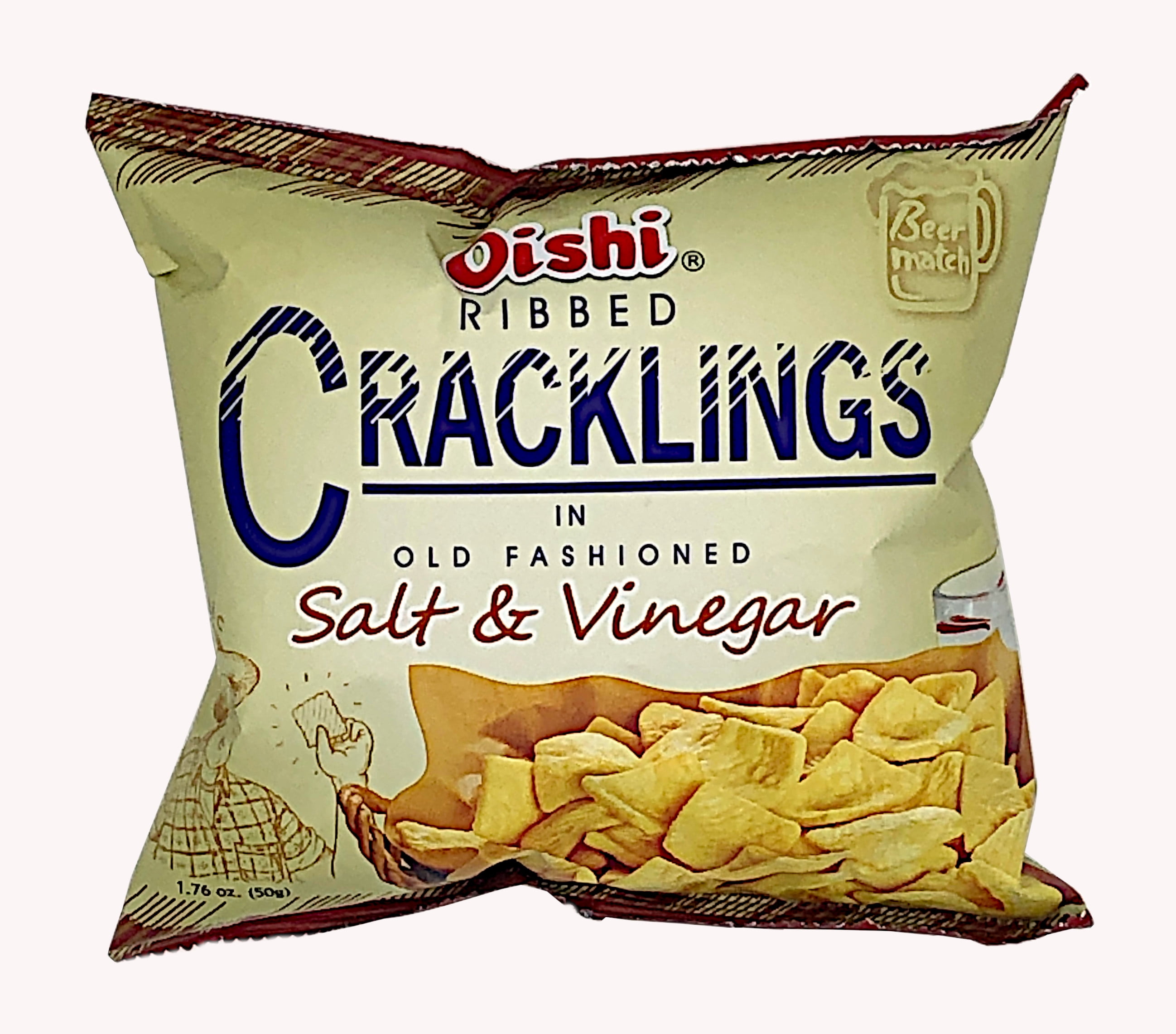 Oishi Ribbed Cracklings In Salt & Vinegar (Small) Pack of 6 - Walmart.com