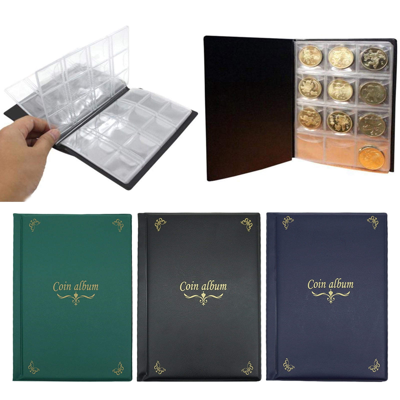 Oiur 10 Pages 150 Pockets Coin Collection Book,Transparent Multi ...