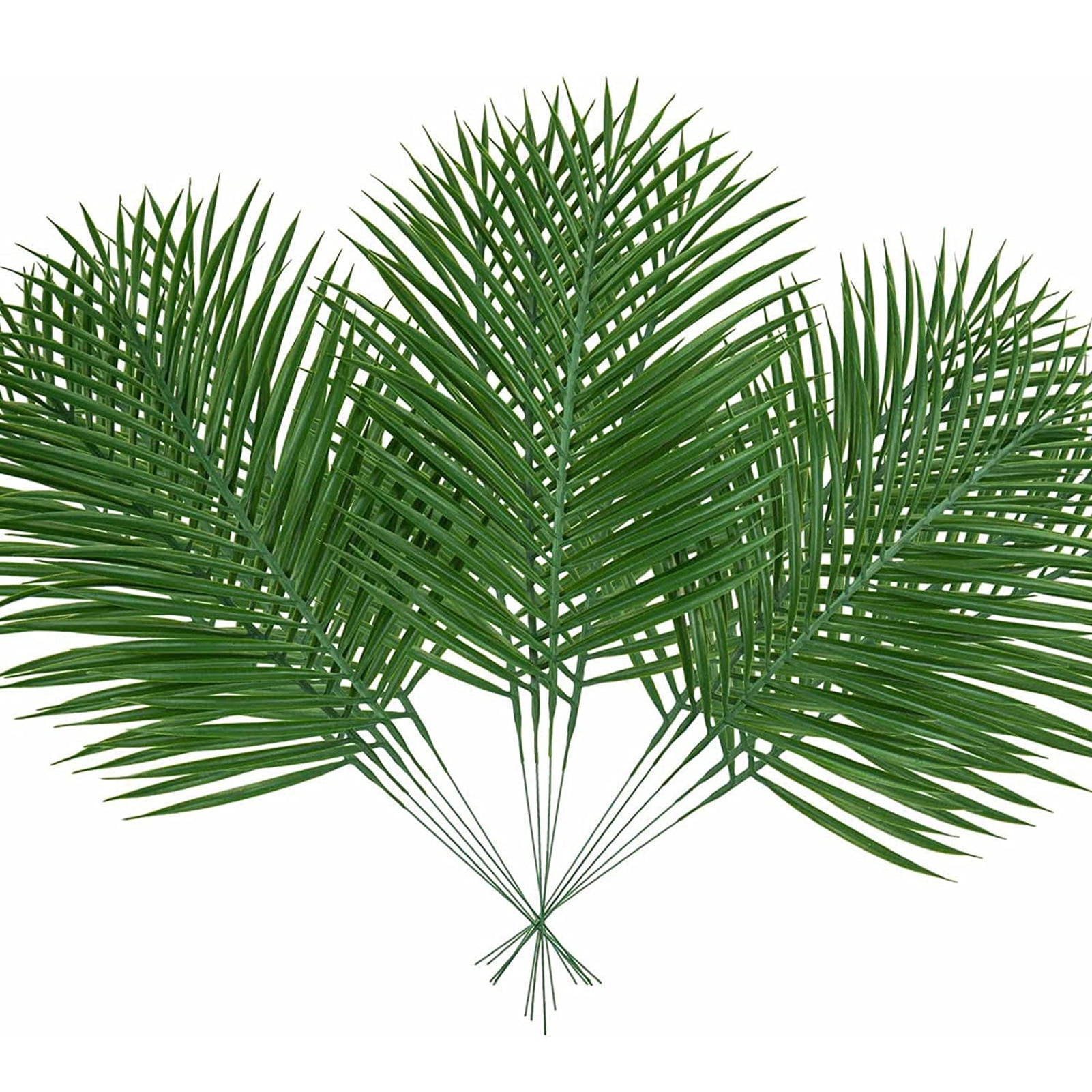 Oiur 10Pcs Artificial Palm Leaves with Stem Realistic No Watering Non-withered Easy Care DIY Non ...