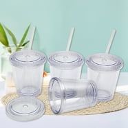 1 Pcs Clear Acrylic Tumblers with Lids and Straw,20 oz Double Wall ...