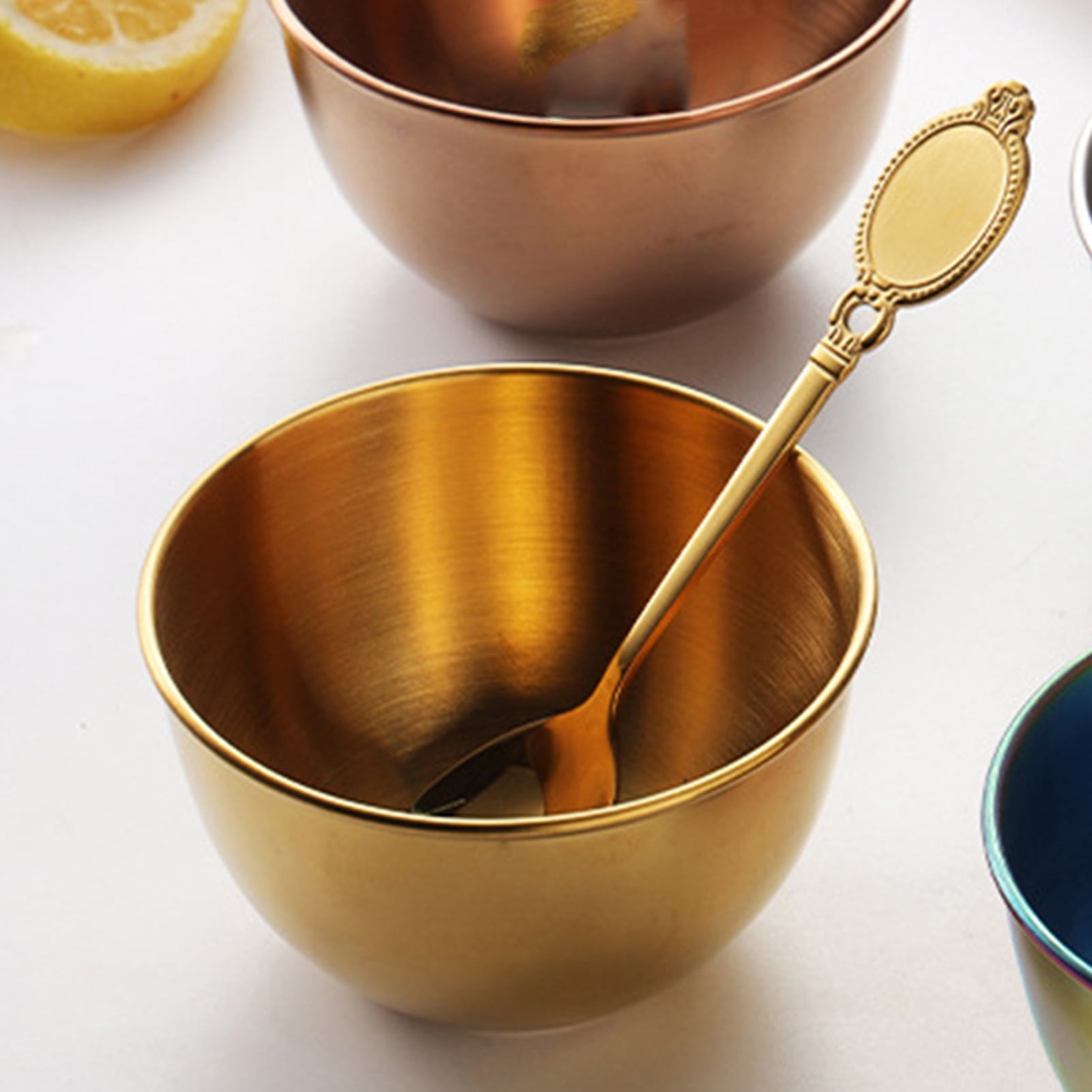 Oiur 170 ml Jam Bowl with Spoon Pack Sauces Drop-resistant Stainless ...