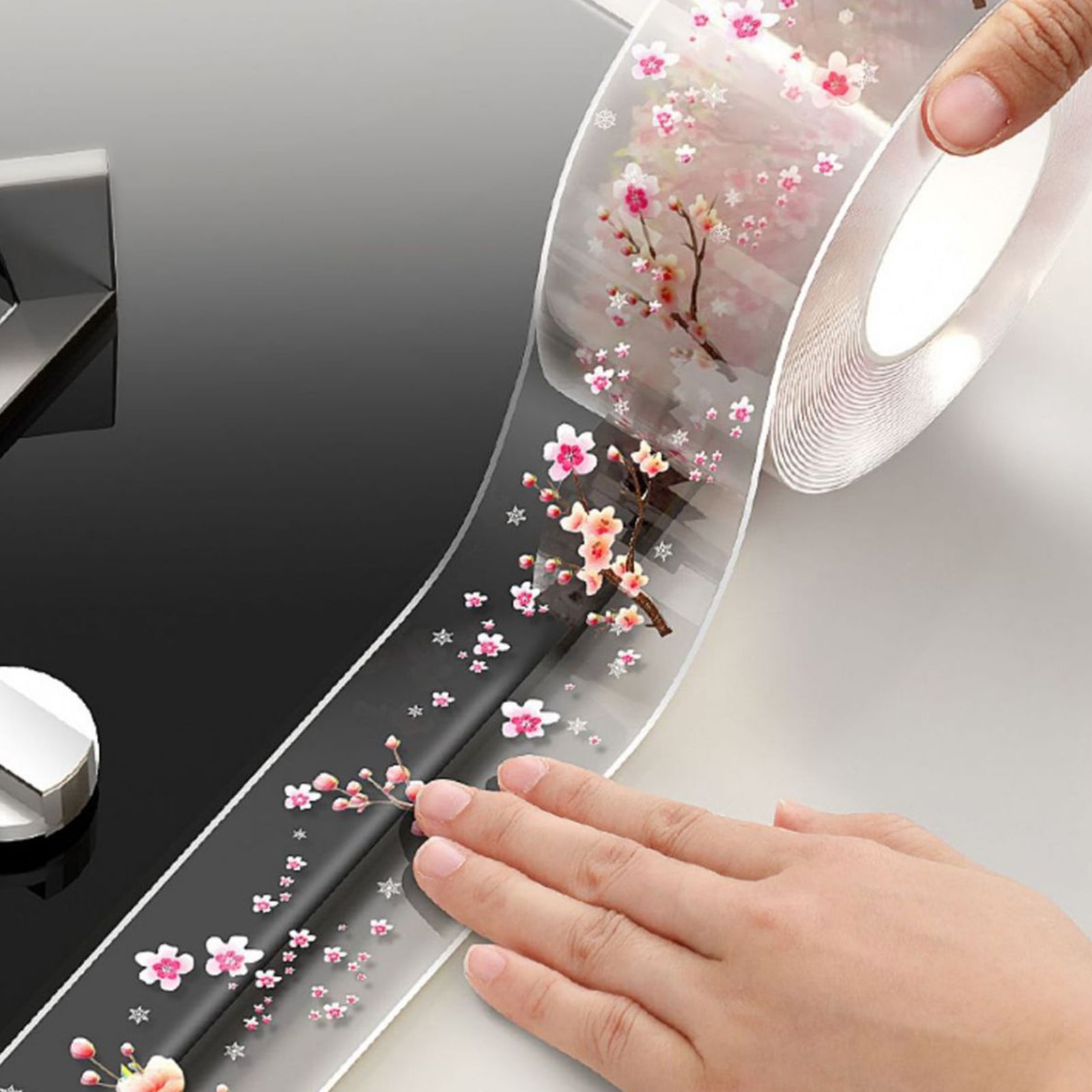 Oiur 2 Rolls 300CM Clear Flower Caulk Tape Waterproof PVC Adhesive ...