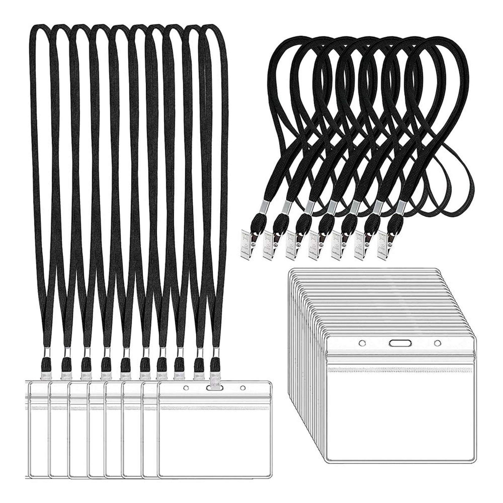 Oiur 20 Pcs ID Card Holders with Lanyards Clear Waterproof Resealable ...