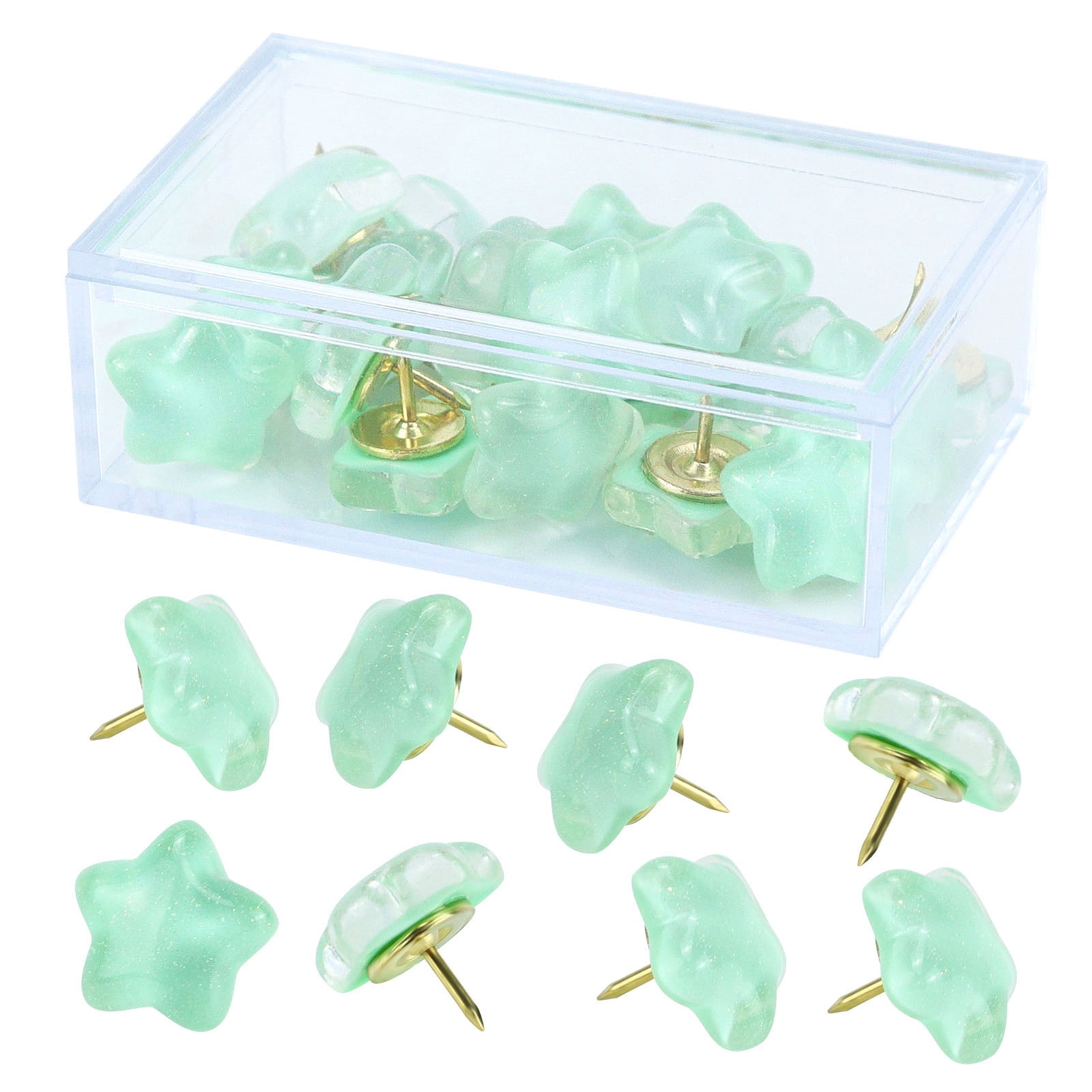 Oiur 20 Pcs Star Glitter Push Pins Thumb Tacks with Storage Box Sparkly ...