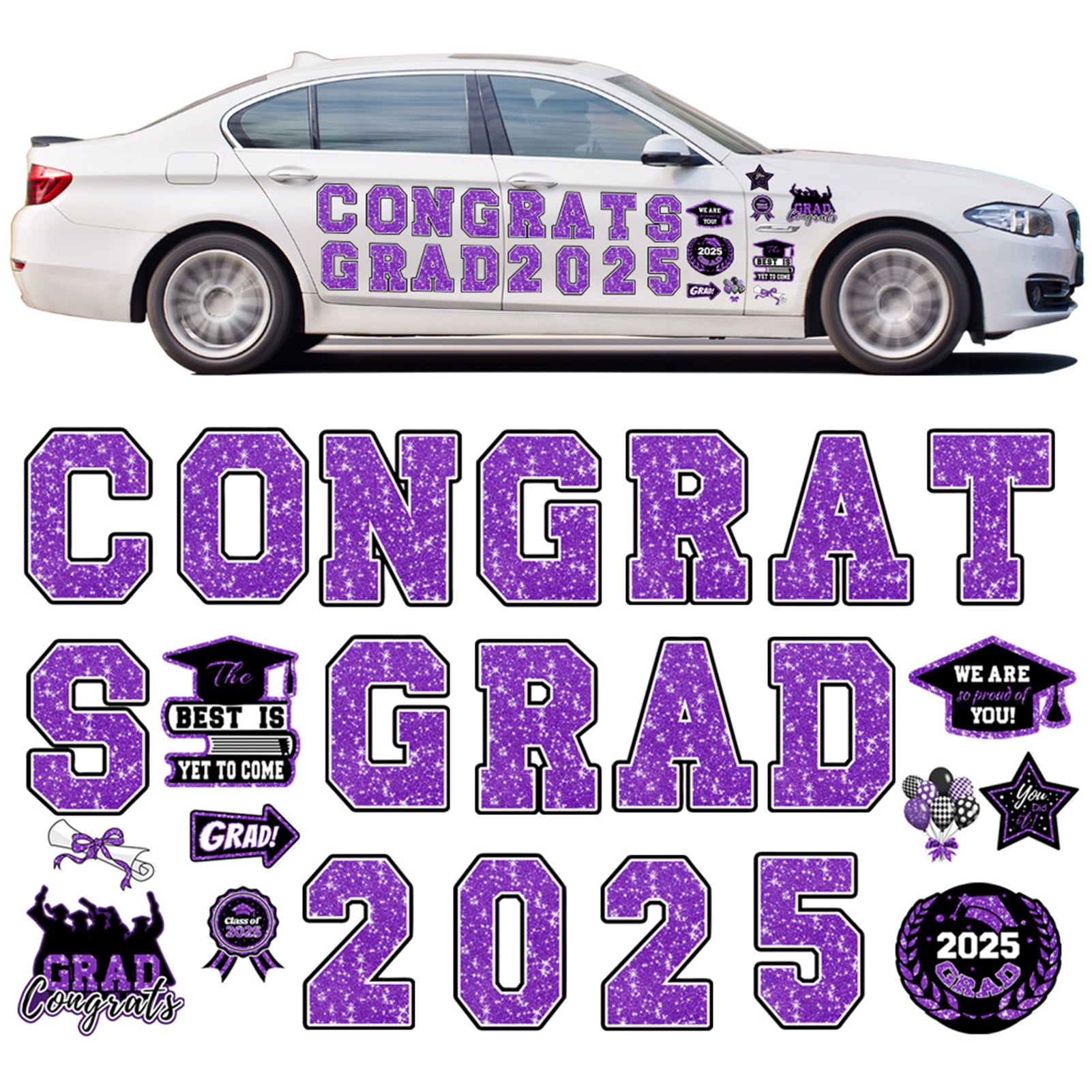 Oiur 2025 Graduation Car Magnets Congrats Grad Magnetic Stickers ...