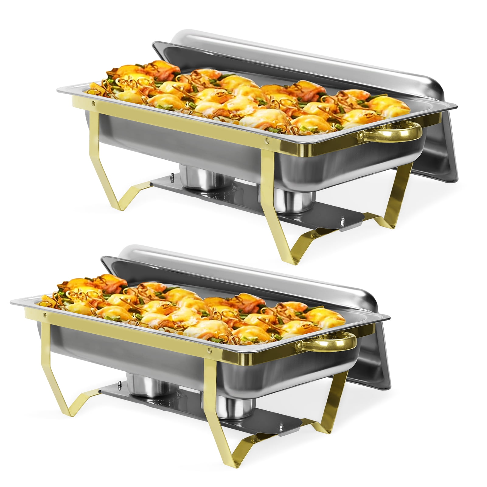 Oiur 2Pcs Chafing Dishes,Catering Food Warmer, Chafing Dish Buffet Set,Stainless Steel Chafing ...