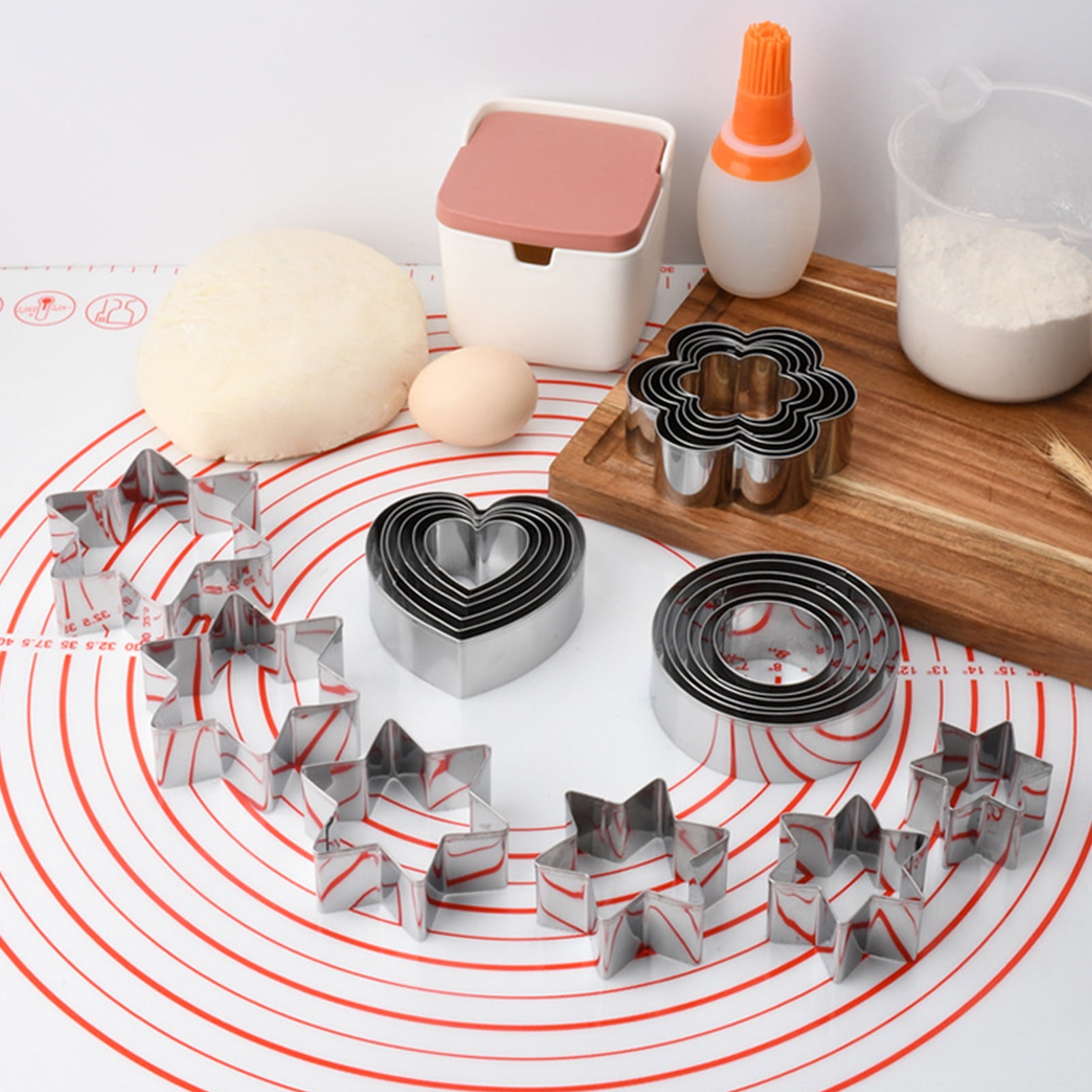 Oiur 6Pcs Heart Cookie Cutter Set Stainless Steel Star Flower Shaped ...