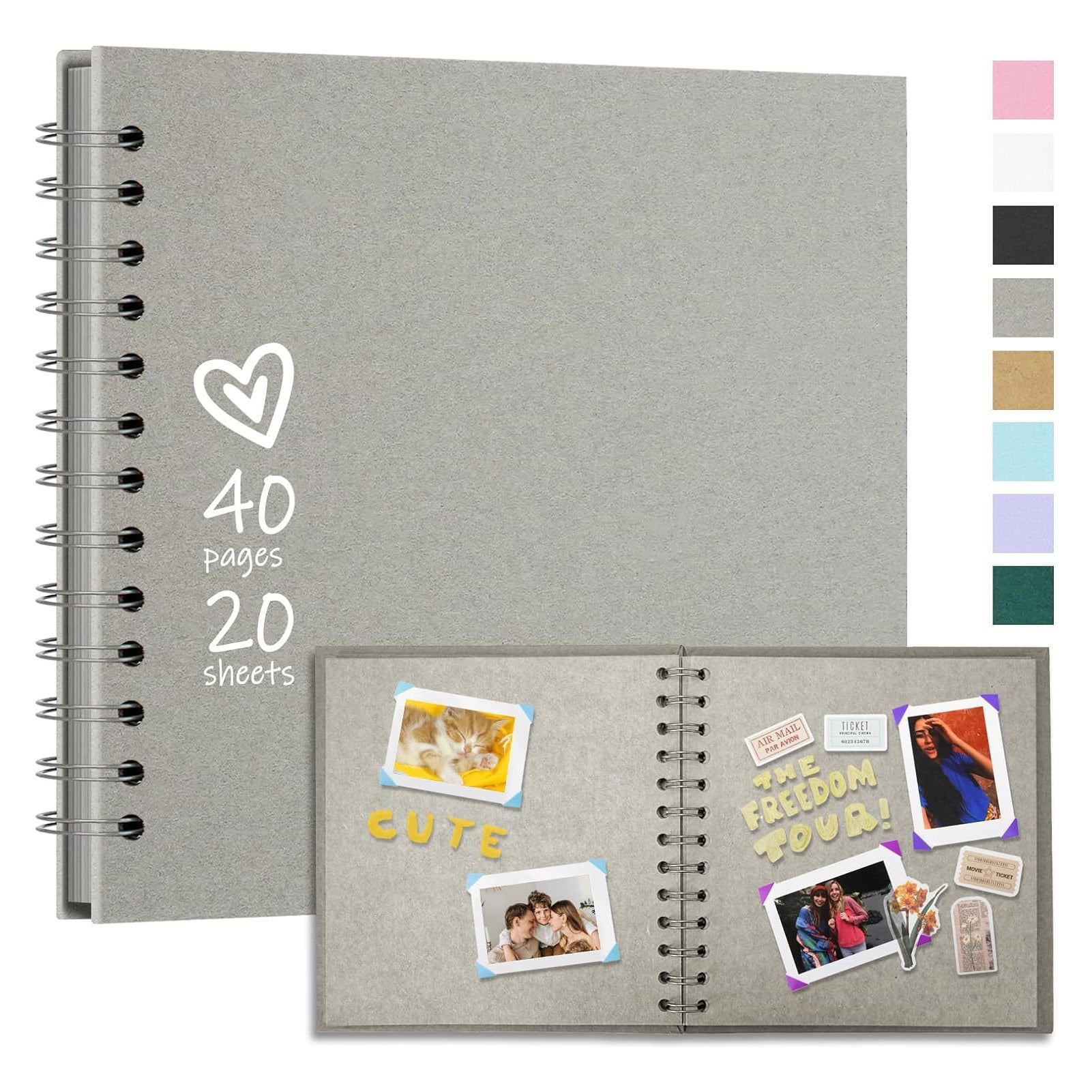 Oiur 7-Inch Scrapbook Photo Album,40 Pages Twin-wire Binding DIY Hard ...