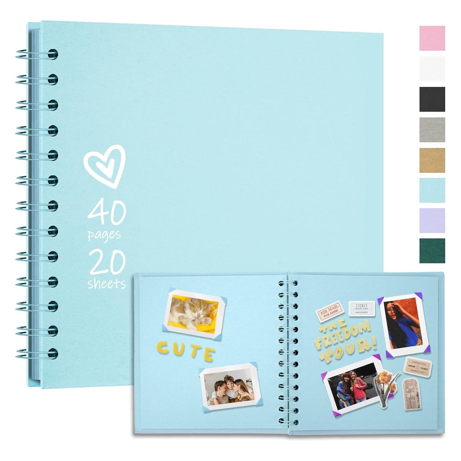 Oiur 7-Inch Scrapbook Photo Album,40 Pages Twin-wire Binding DIY Hard ...