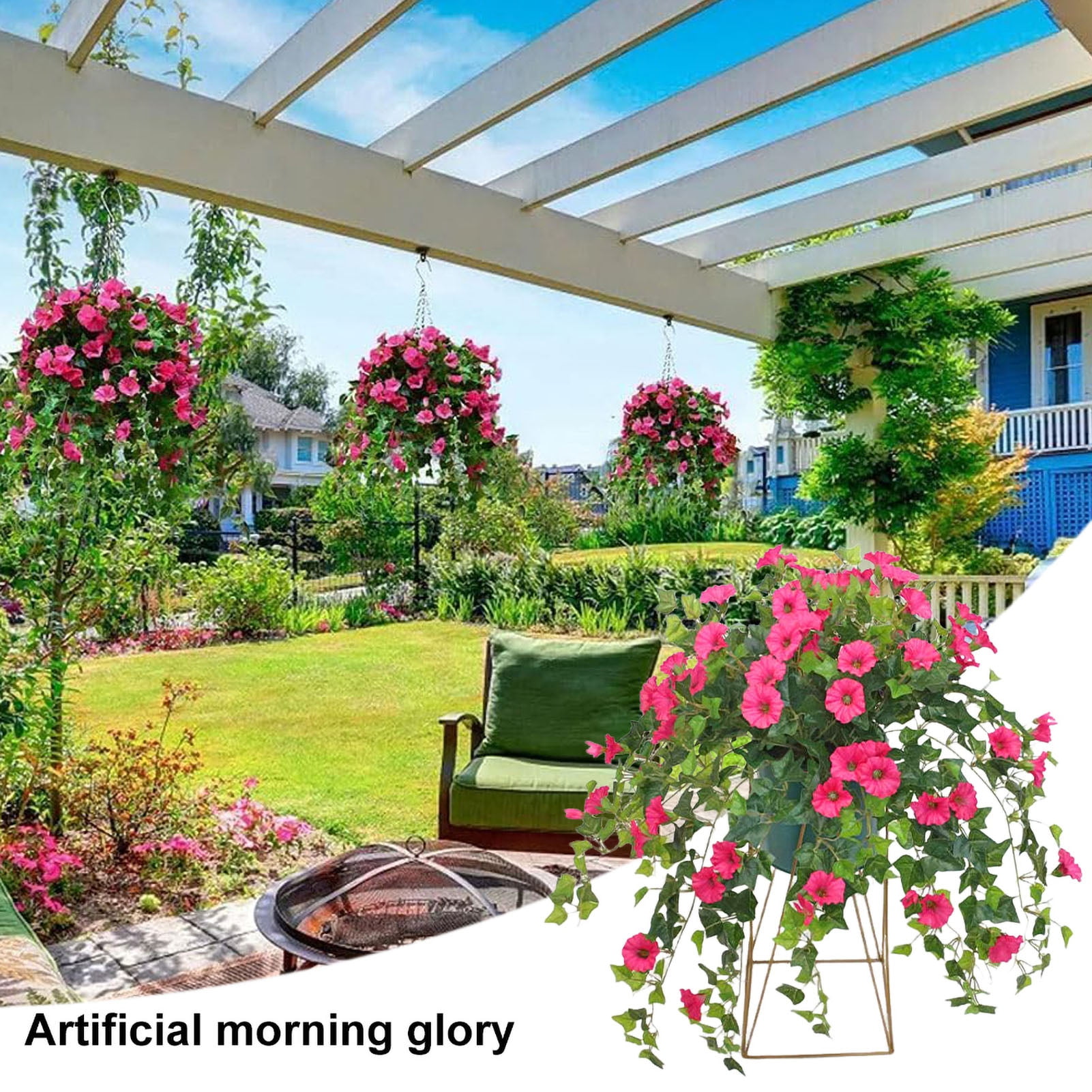 Oiur Artificial Morning Glory Flower,Realistic Home Office Table ...