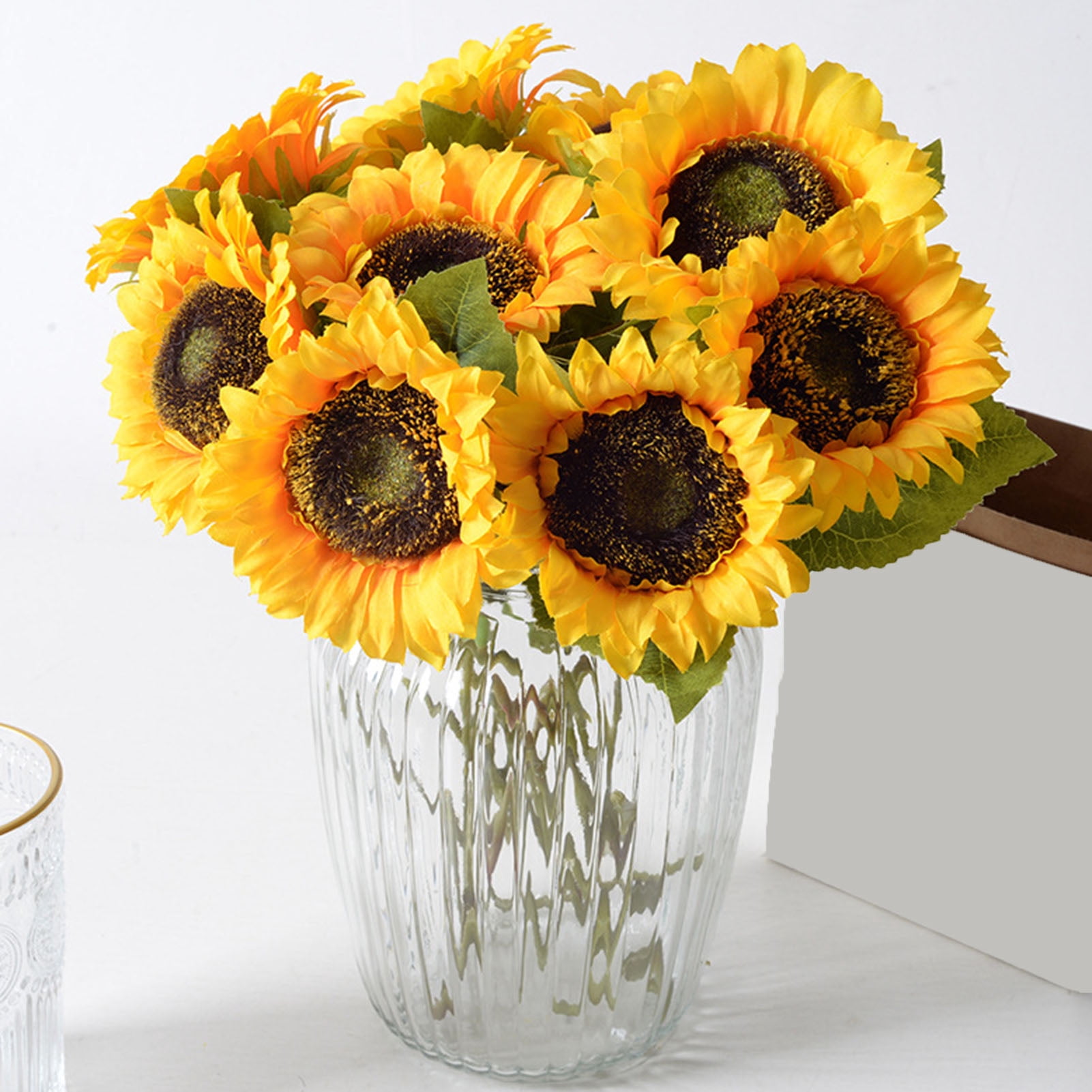 Oiur Artificial Sunflower Branch with Stem Reusable Home Wedding Party ...