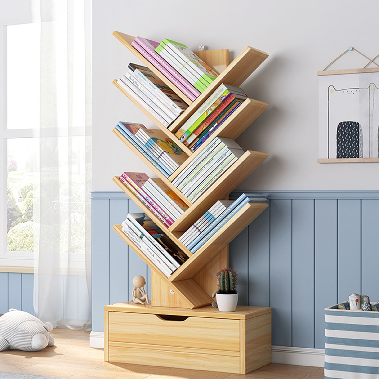 Oiur BookShelf,Modern 8-Tier Wooden Tree Bookshelf Living Room ...