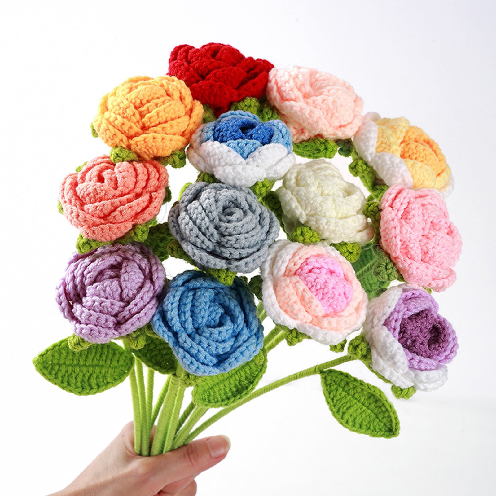 Oiur Braided Rose Handmade Crochet Flower Beautiful Long-lasting Yarn ...